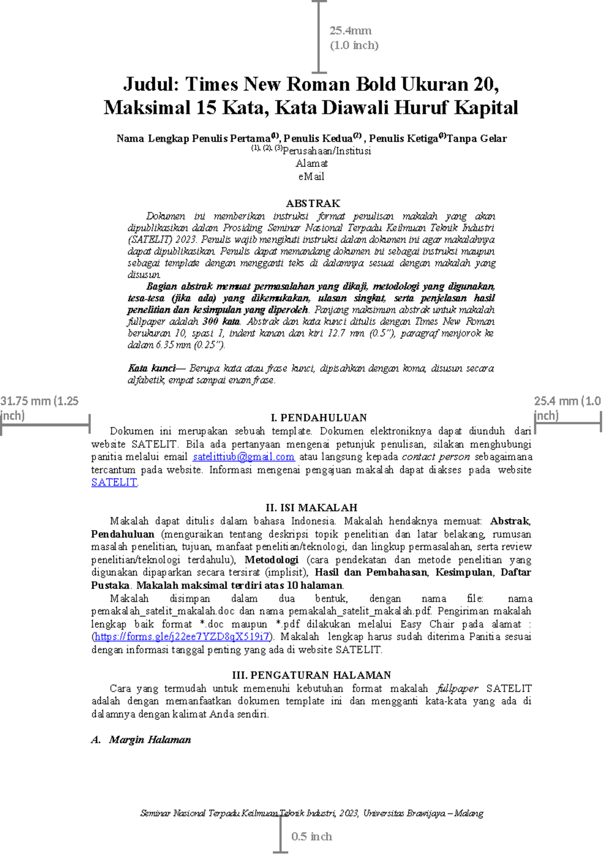 Template Makalah Penuh SATELIT 2023: Instruksi dan Format Penulisan ...