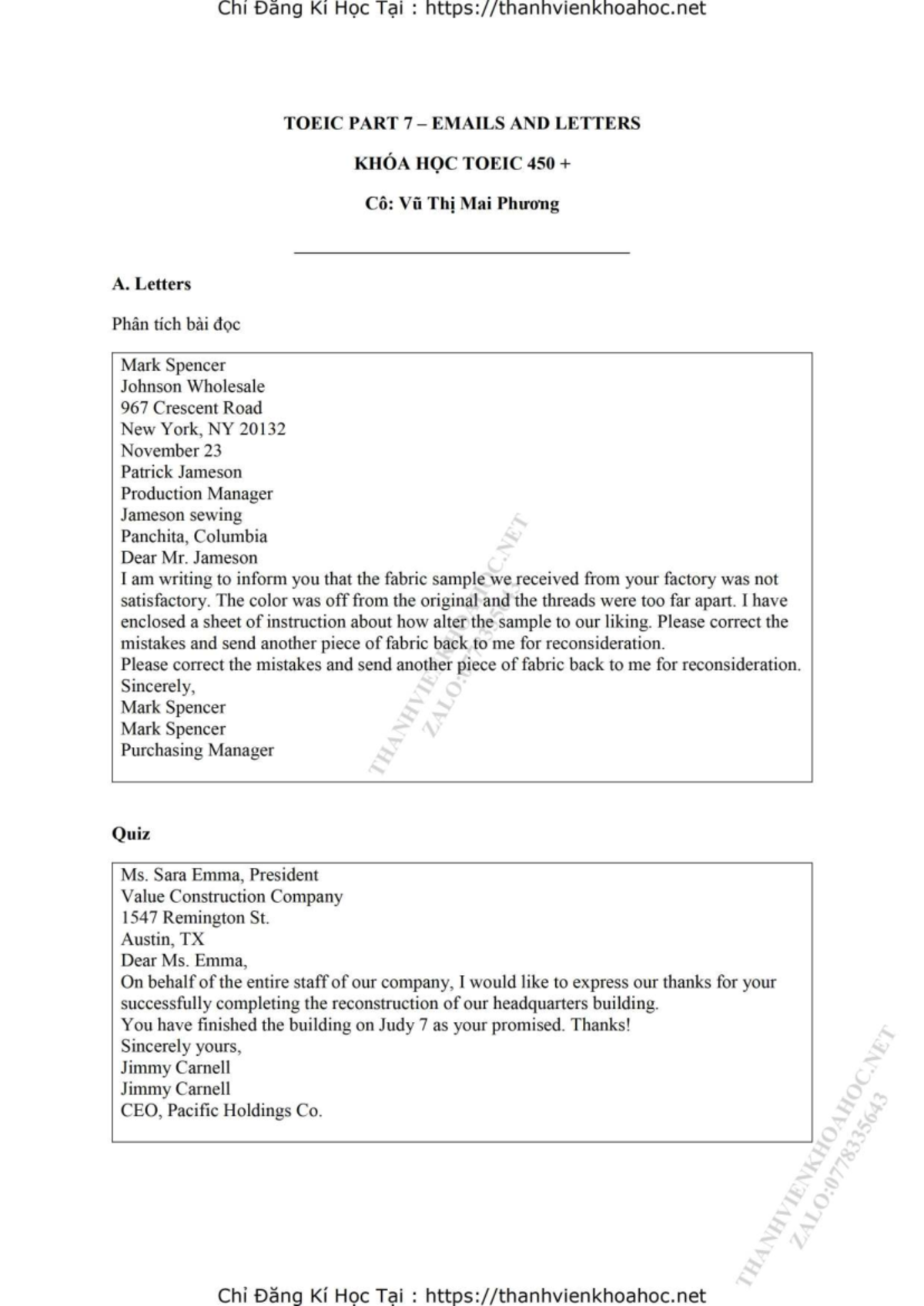 TOEIC 450: Part 7 - Emails and Letters Analysis Notes - Studocu