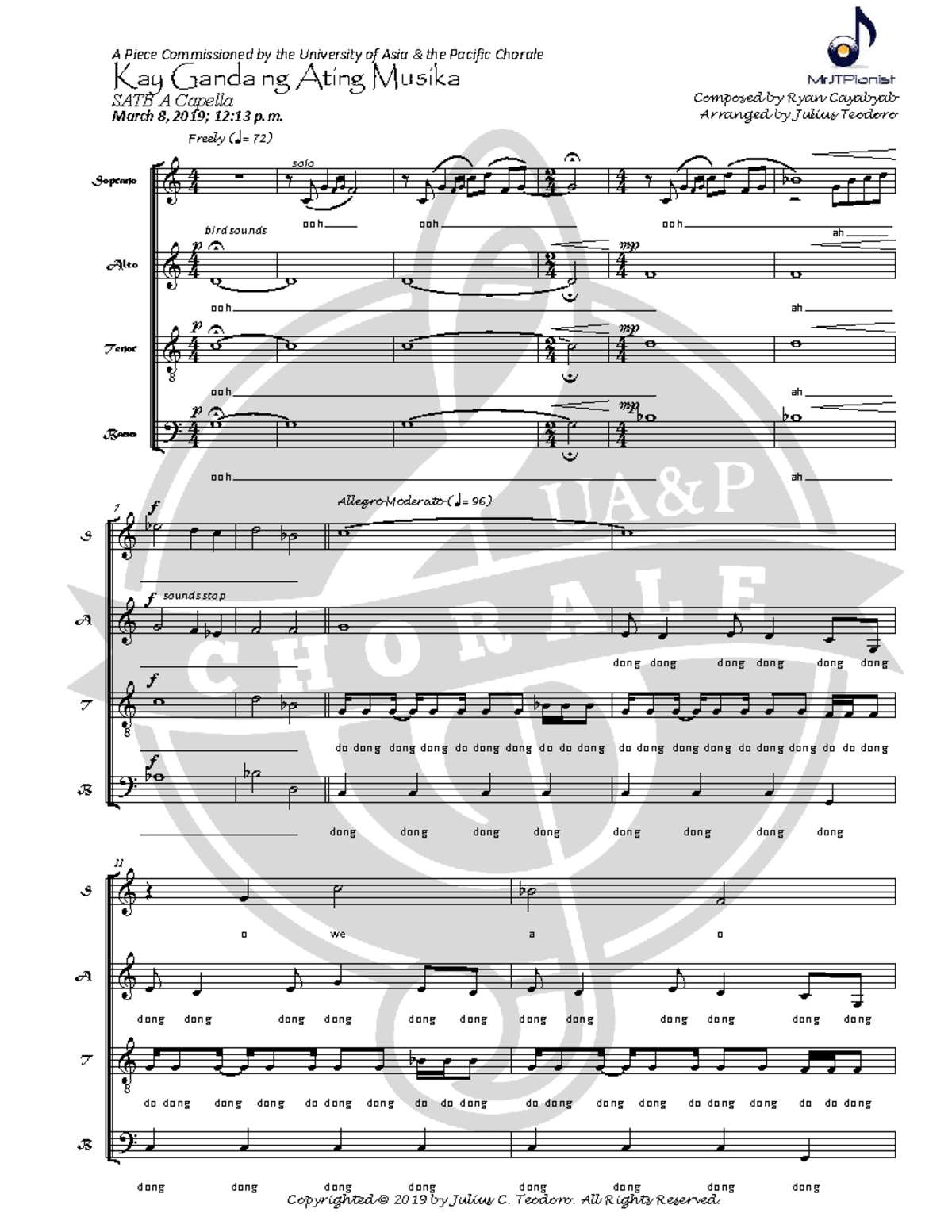 UA&P Chorale: "Kay Ganda ng Ating Musika" - SATB A Capella - Studocu