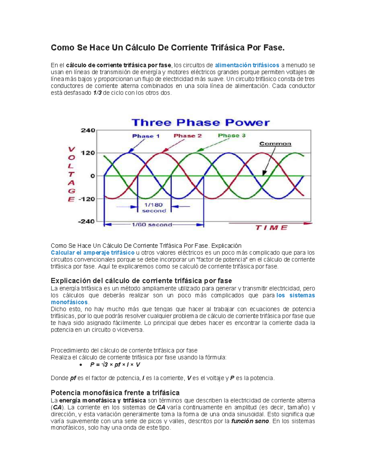 Cálculo de Corriente Trifásica por Fase: Guía y Fórmulas Esenciales ...