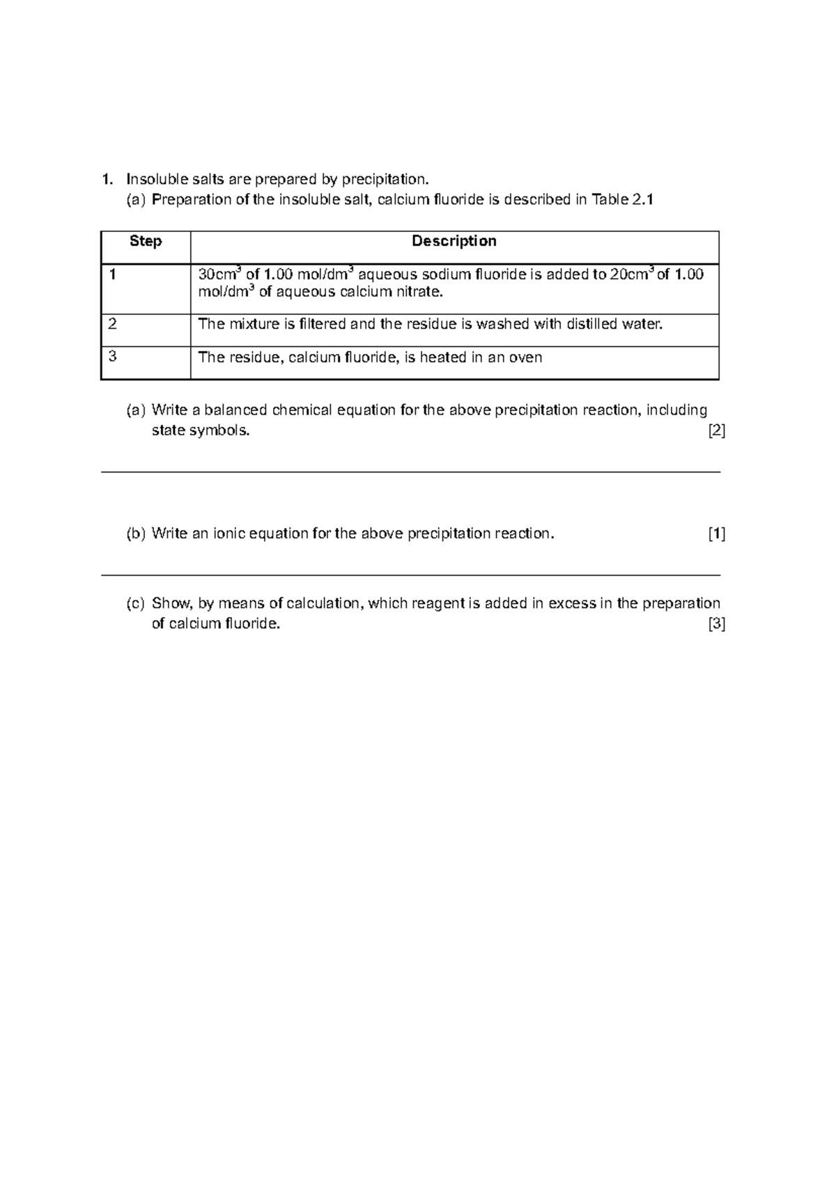 Advanced Acids, Bases & Salt Practice - Precipitation Reactions - Studocu