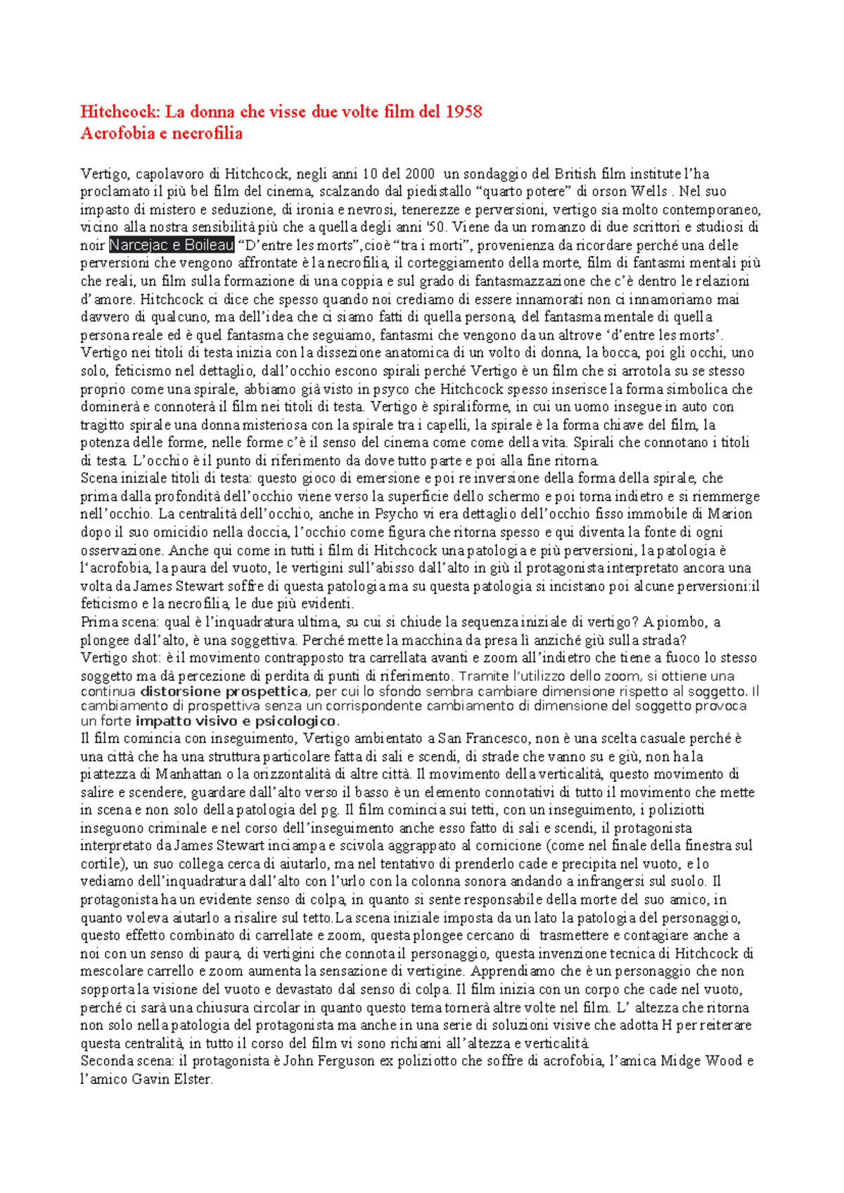 Analisi del film "Vertigo" (1958) di Hitchcock: Acrofobia e Necrofilia ...