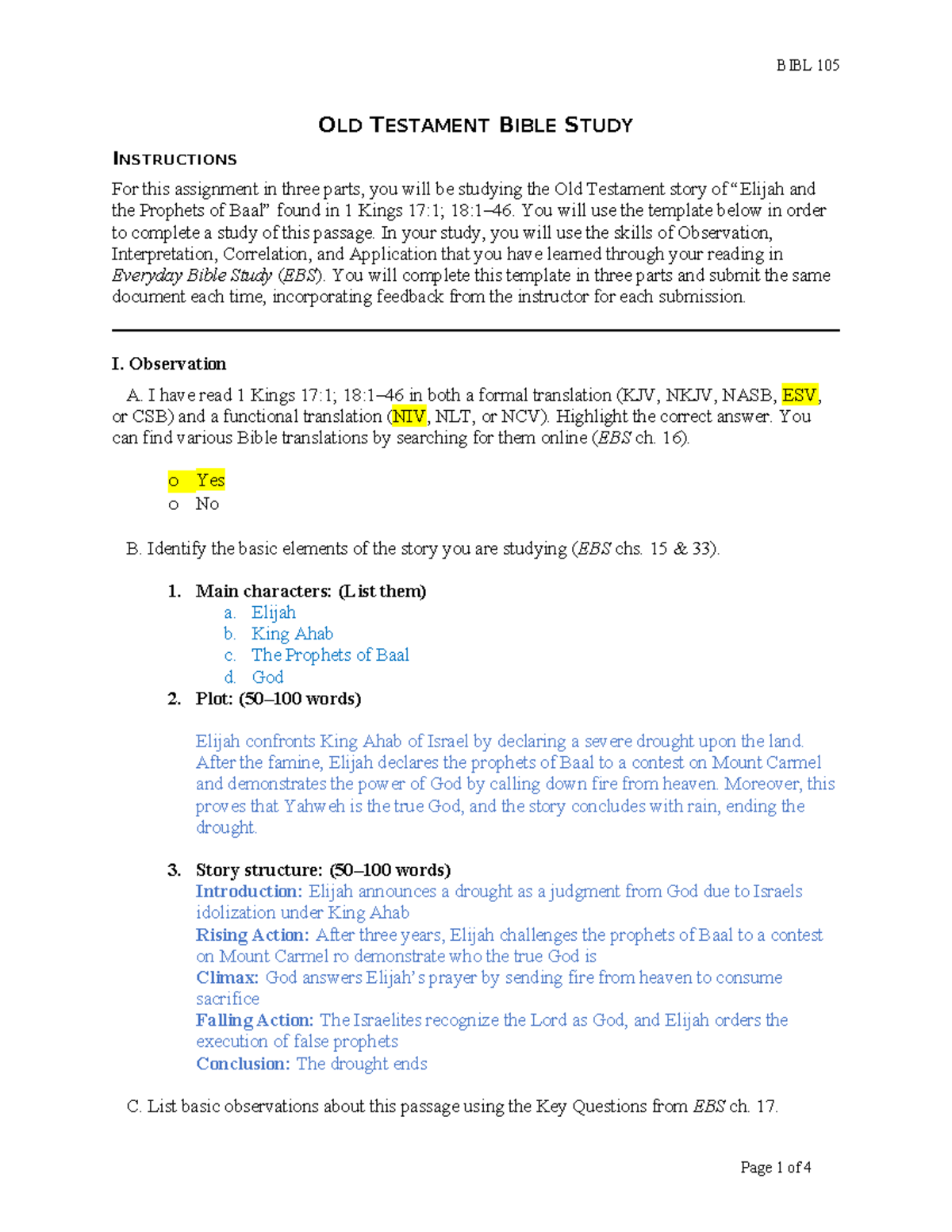 Old Testament Bible Study Template - OLD TESTAMENT BIBLE STUDY ...