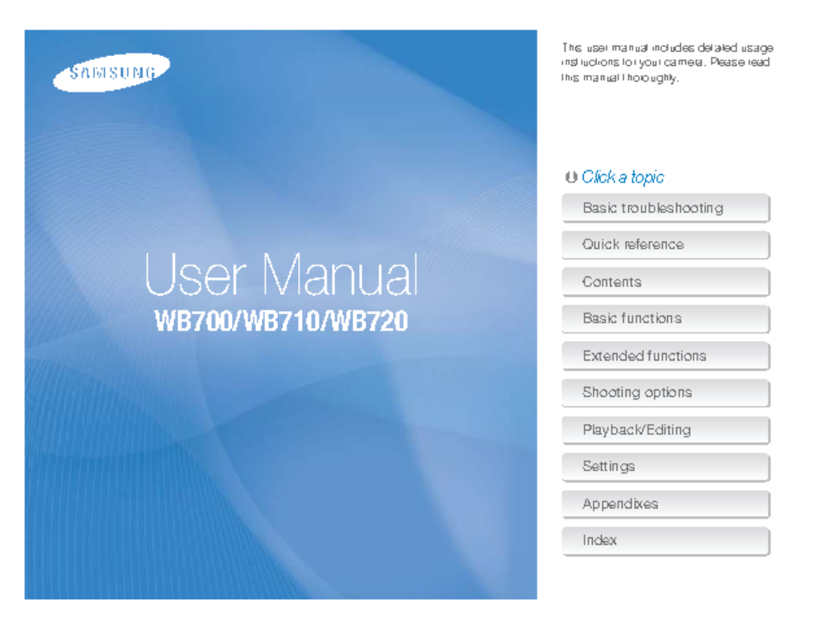 User Manual for WB700/WB710/WB720 Cameras: Safety & Functions - Studocu