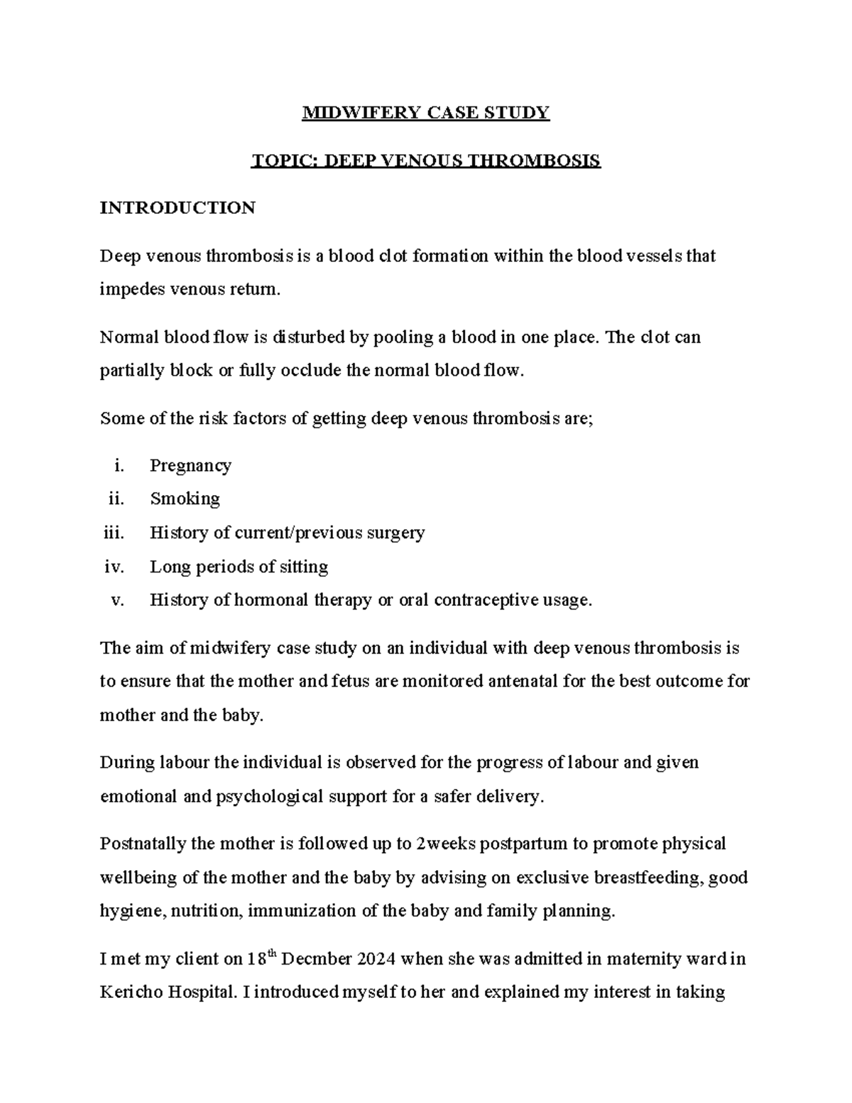 Midwifery Case Study: Managing Deep Venous Thrombosis in Pregnancy ...