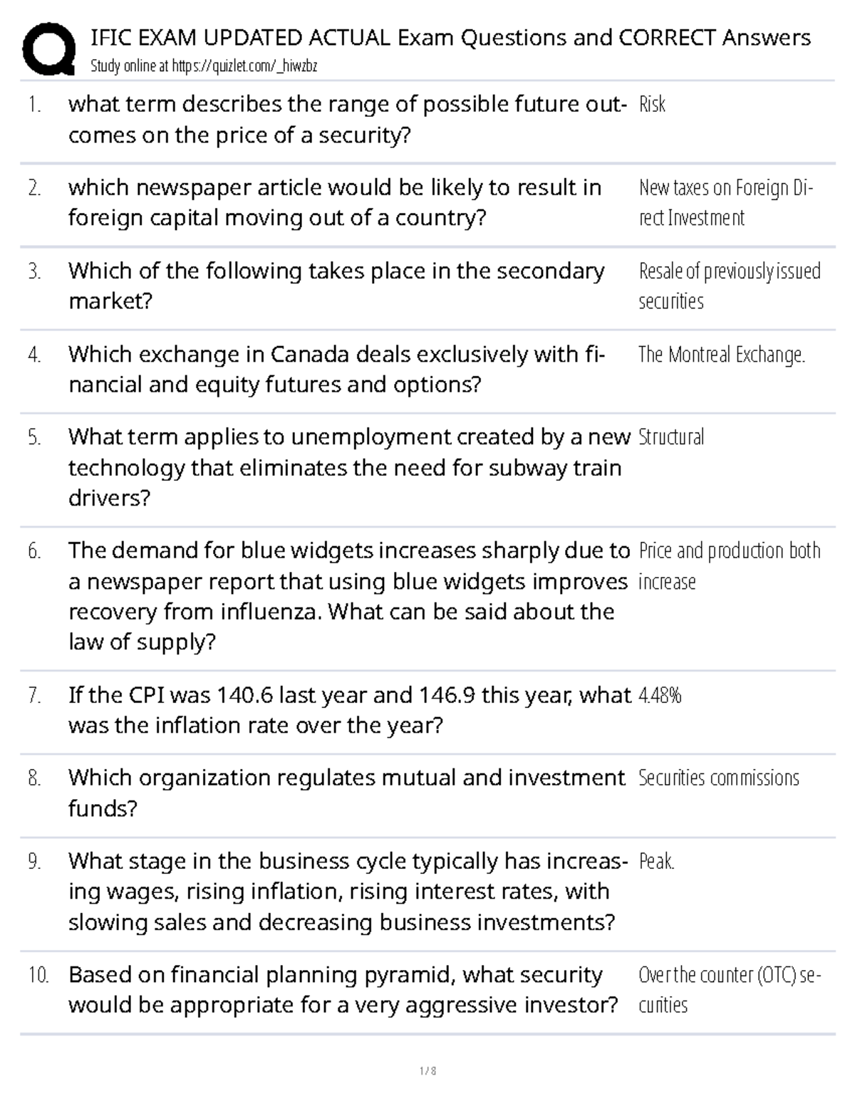 IFIC EXAM FINAL PRACTICE: Real Questions & Answers Guide - Studocu