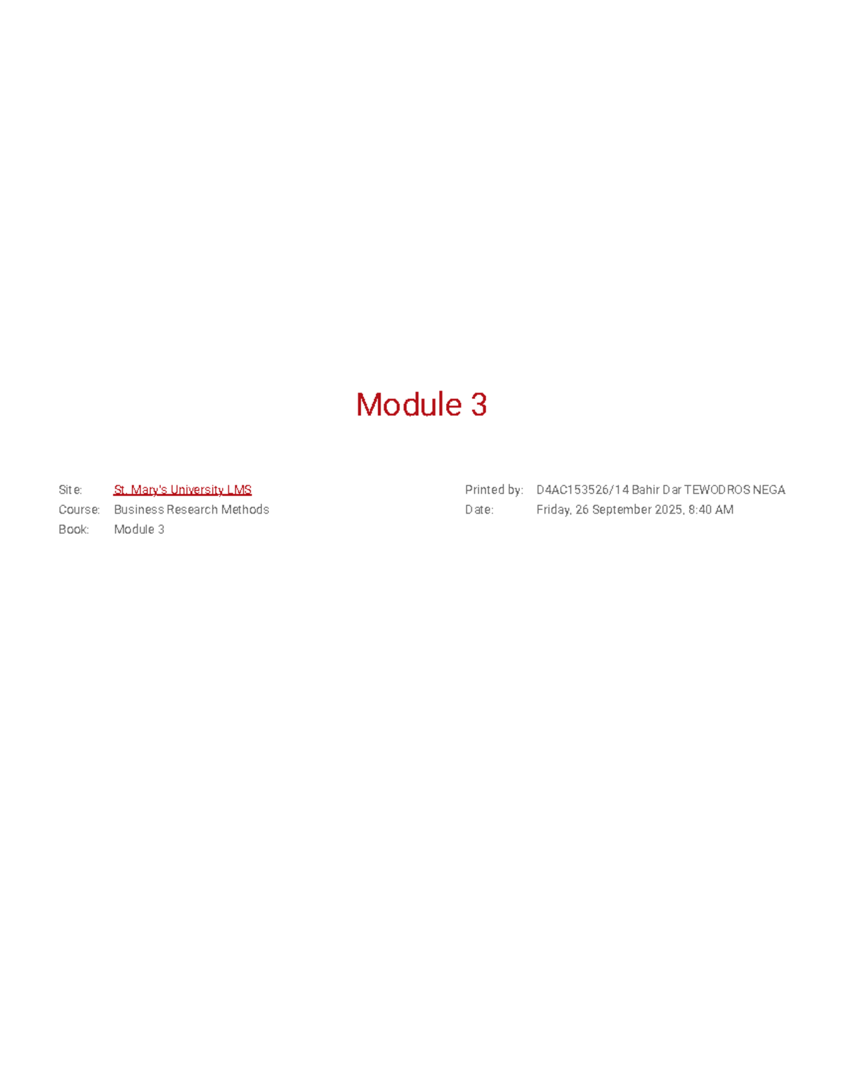 Business Research Methods - Module 3 Study Material - Studocu