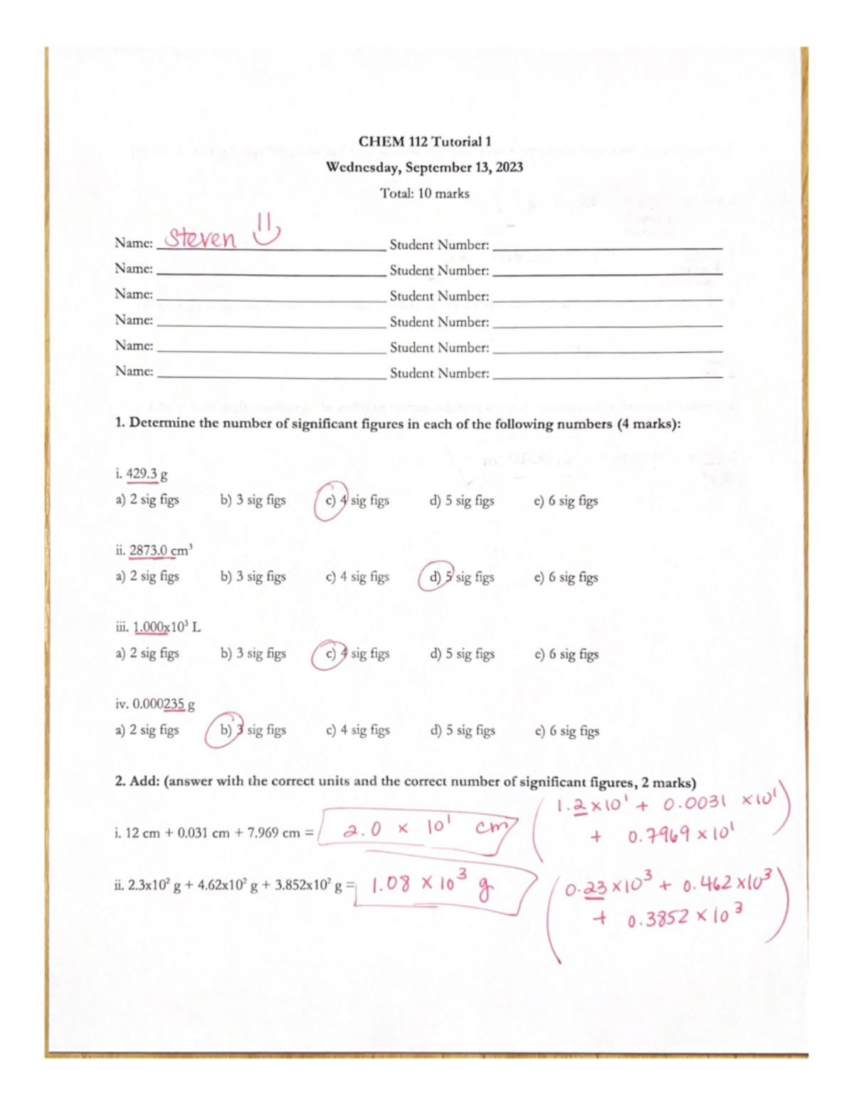 Tutorial Solutions - All chem 112 tutorial solutions. - Chem 112 - Studocu