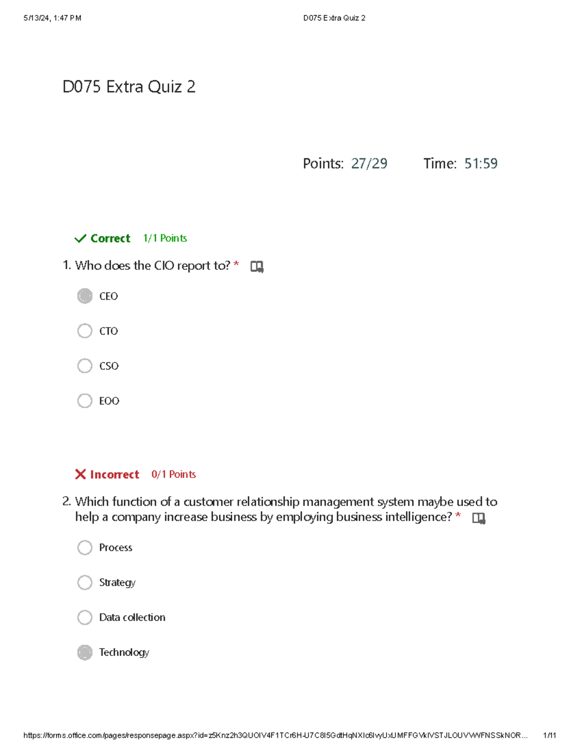 D075 Extra Quiz 2 Review and Answers - Studocu