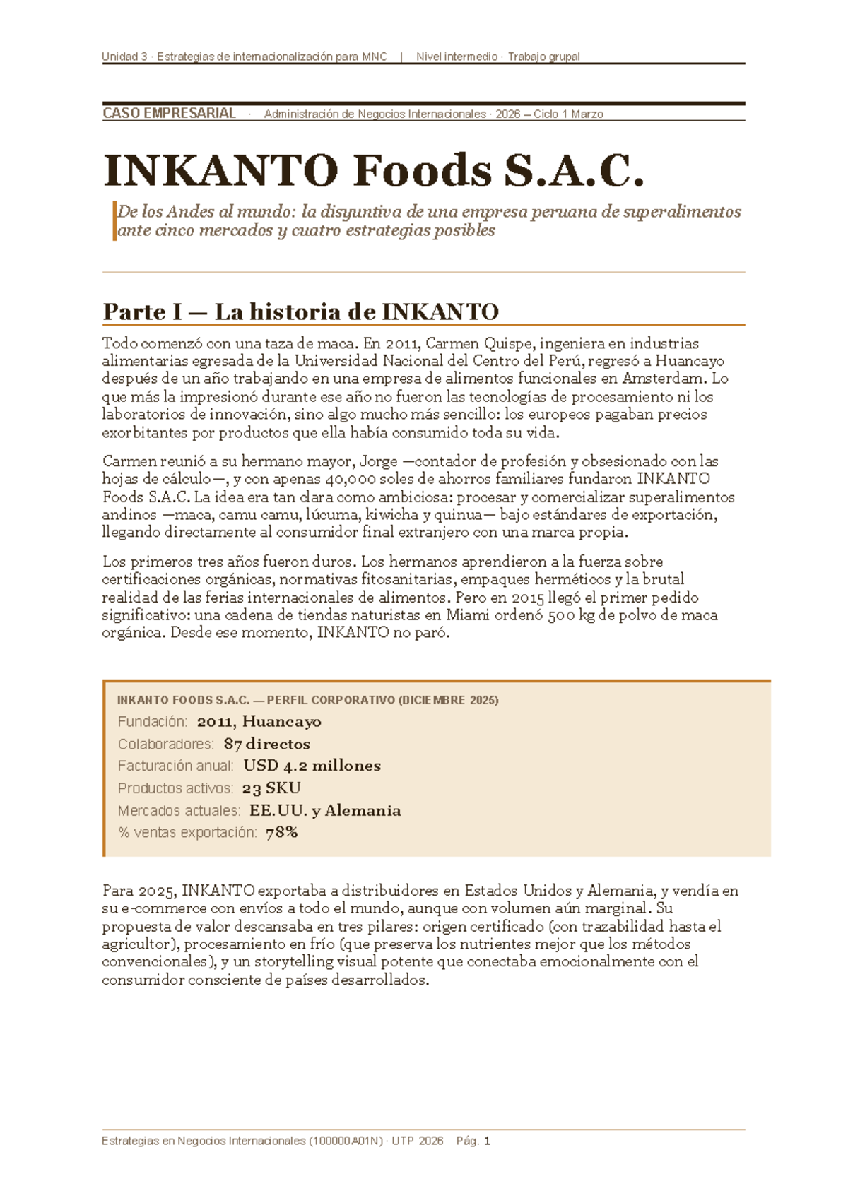 Caso Unidad 3: Estrategias de Internacionalización para INKANTO Foods S ...