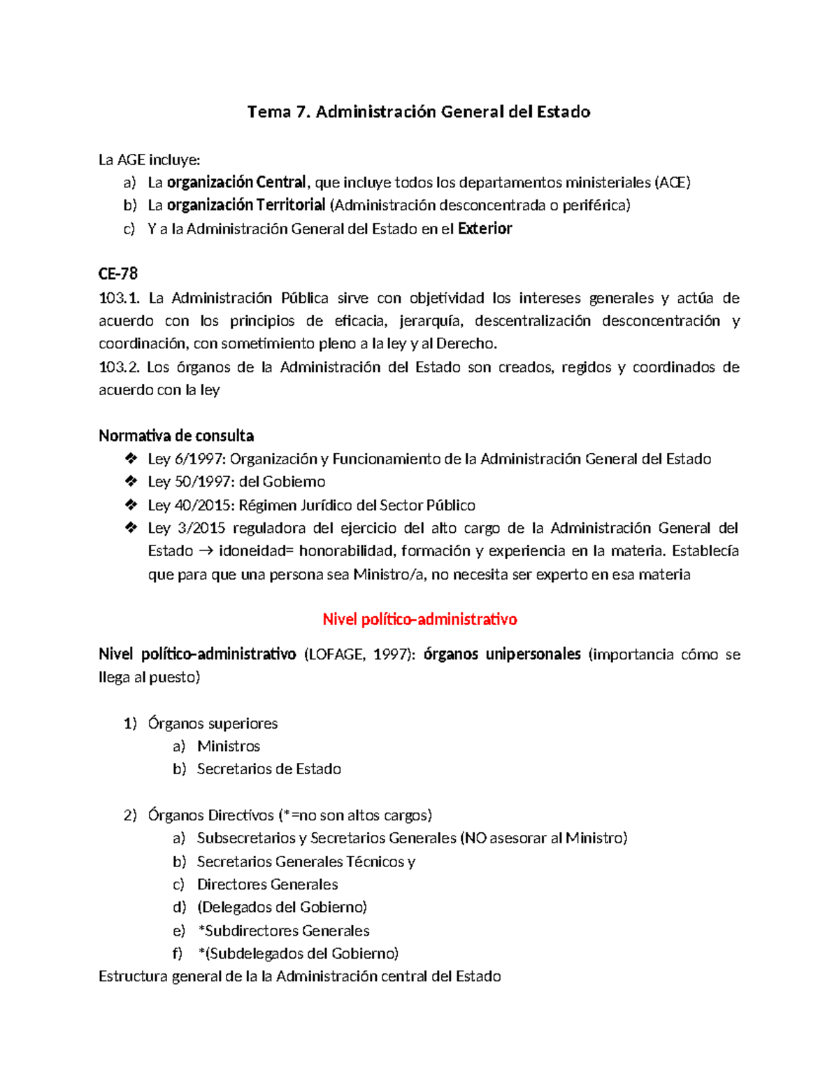 Tema 7: Estructura y Funciones de la Administración General del Estado ...