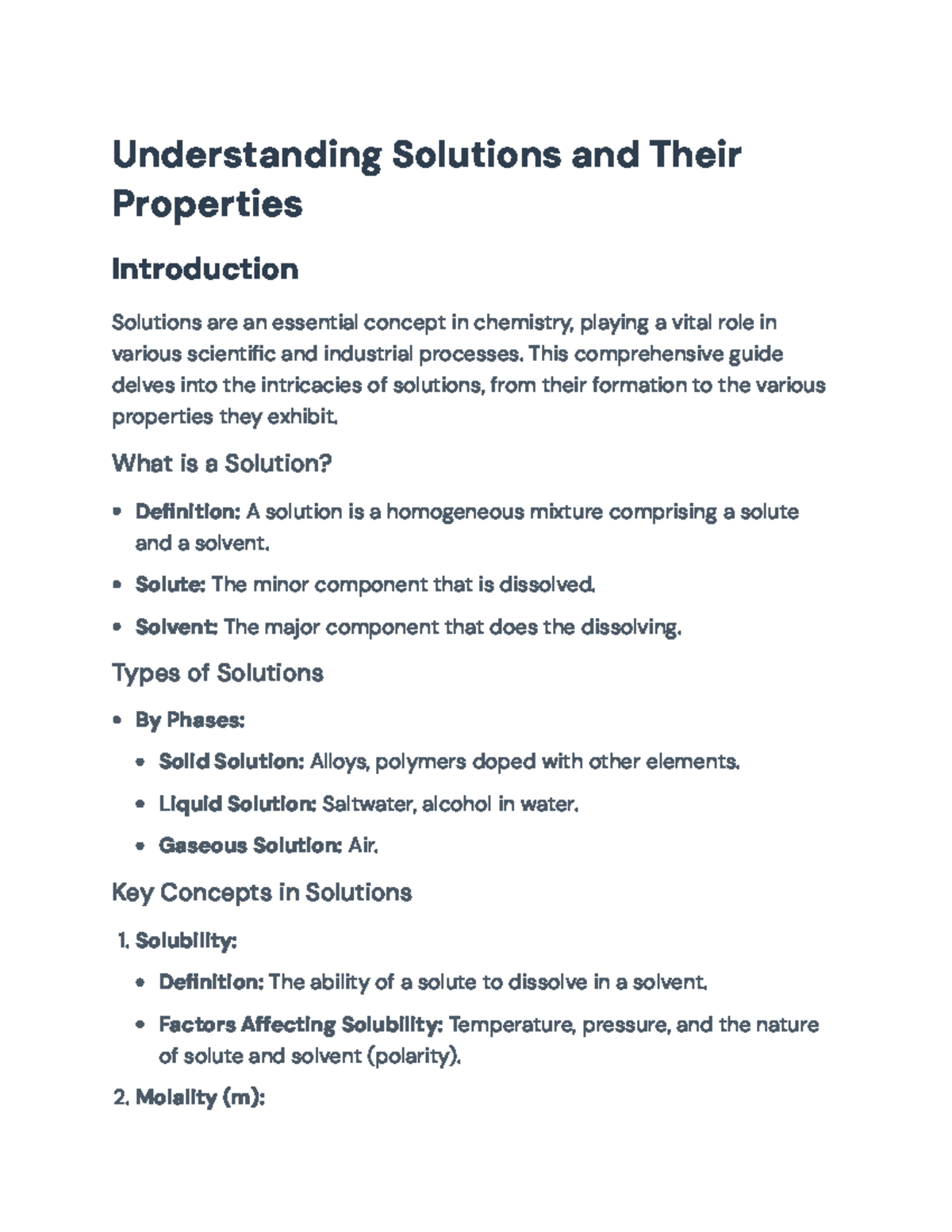 Understanding Solutions and Their Properties in Chemistry: A Guide ...