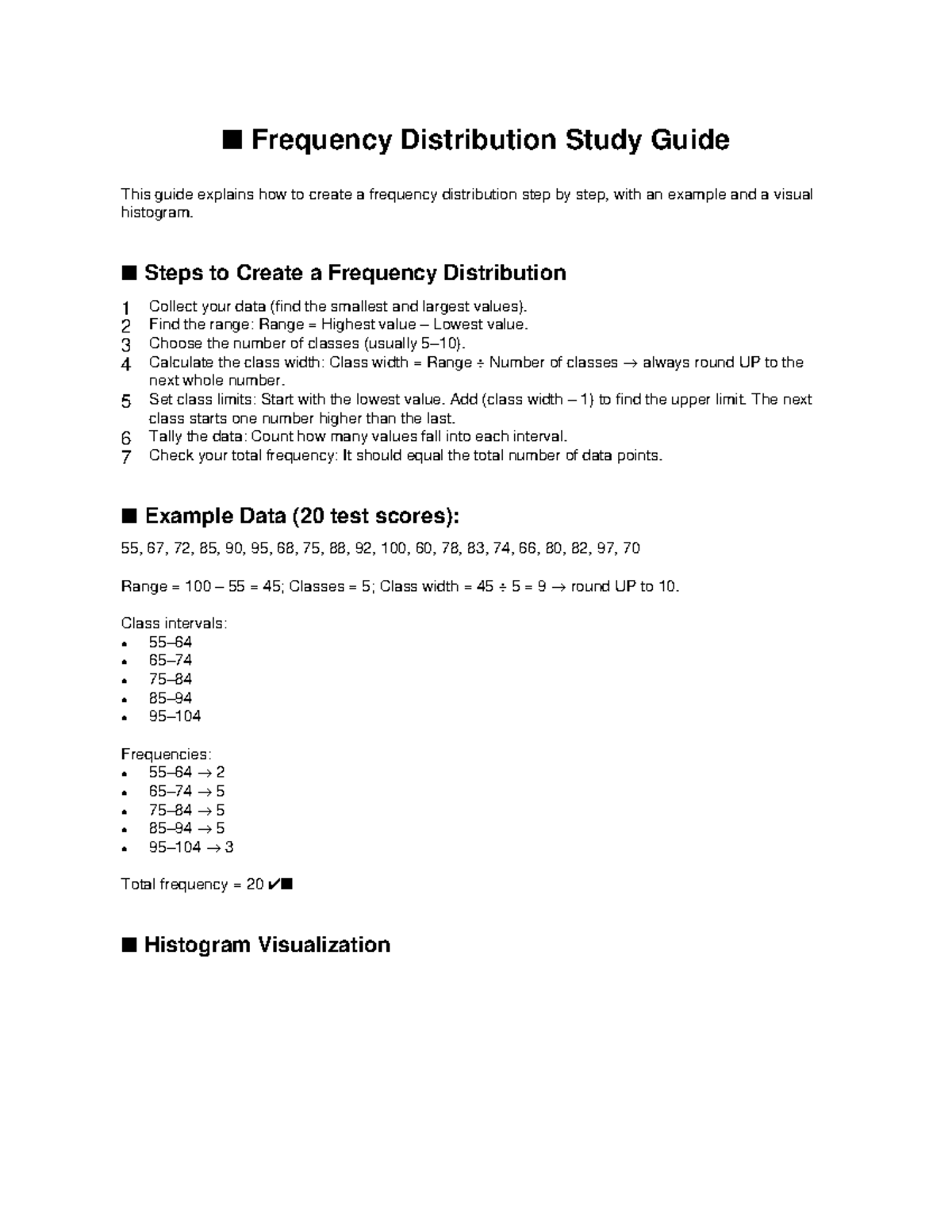 Frequency Distribution Study Guide with Histogram Analysis - Studocu