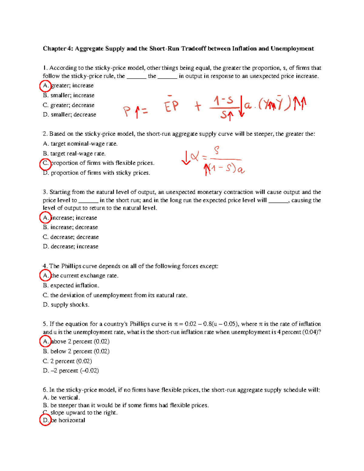 Ch04. STU. Practice Questions (1) copy - Chapter 4: Aggregate Supply ...