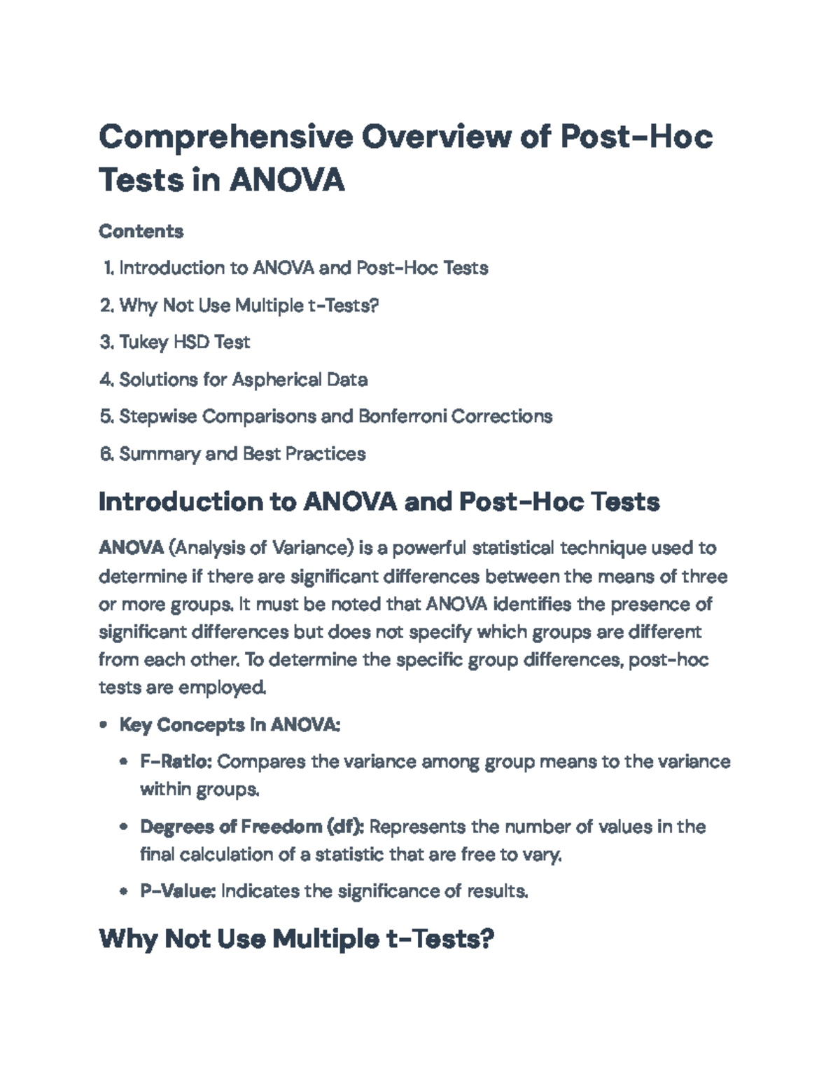 Post-Hoc Tests in ANOVA: Best Practices and Guidelines - Comprehensive ...