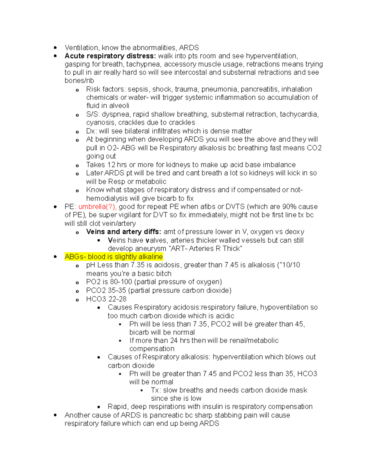 NR 341 Week 2 Quiz 2: ARDS, Ventilation Management, and ABGs Overview ...