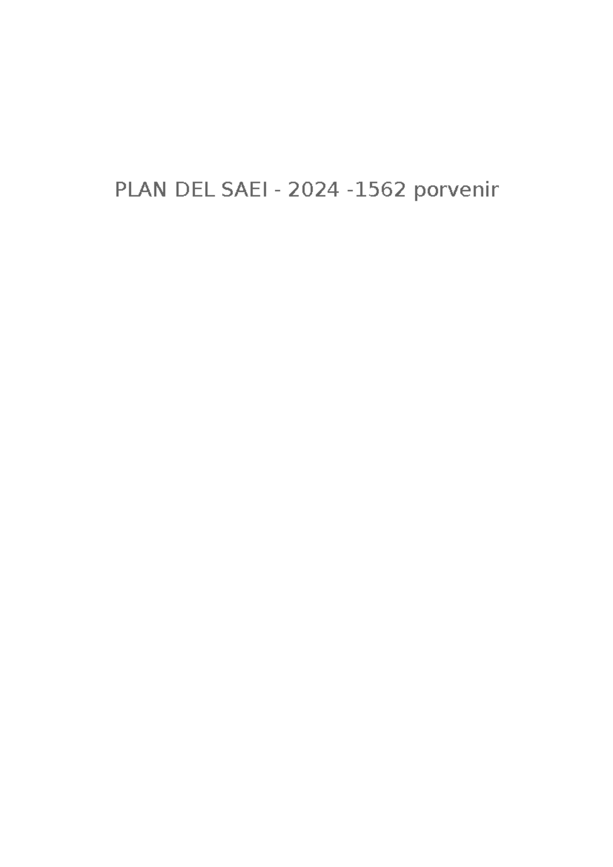 Plan de Trabajo del SAEI 2025 - I.E. 409 Nueva Esperanza - Studocu