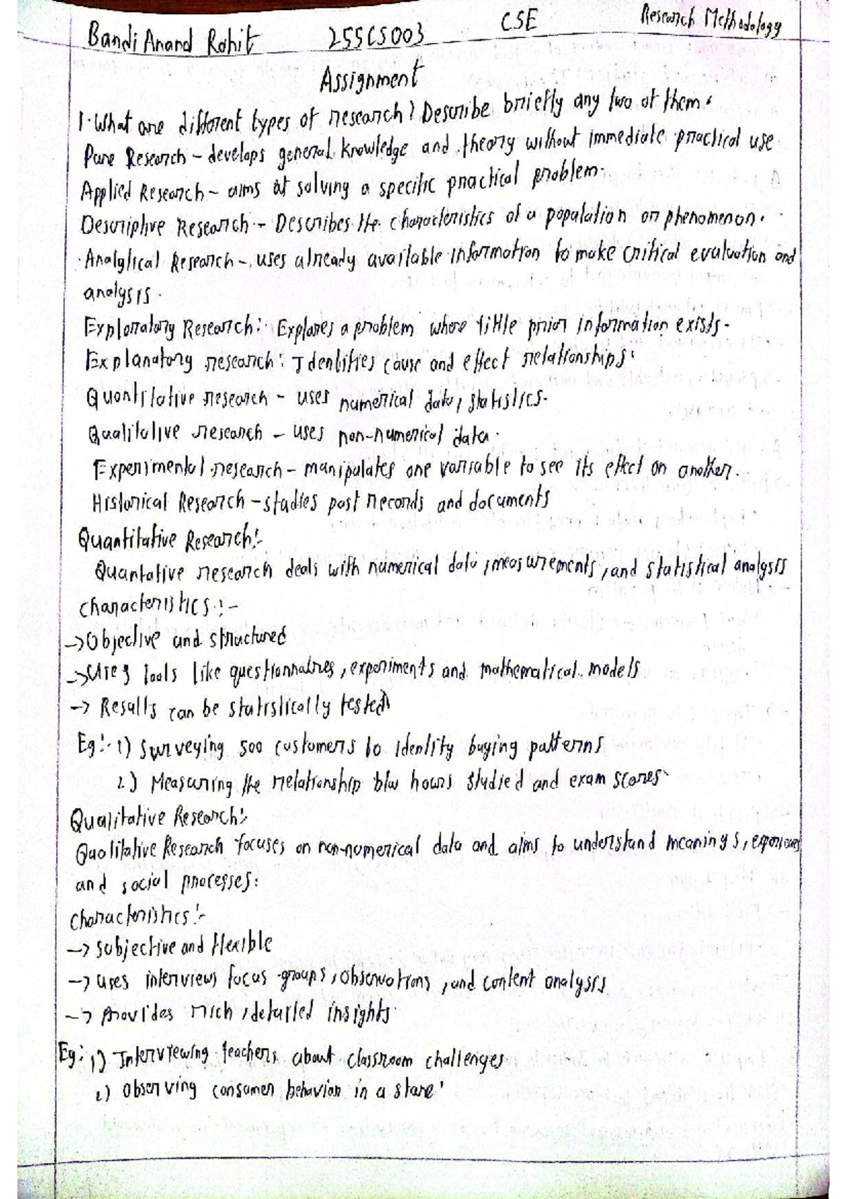 CSE 255C5003 Research Methodology Assignment: Types of Research ...