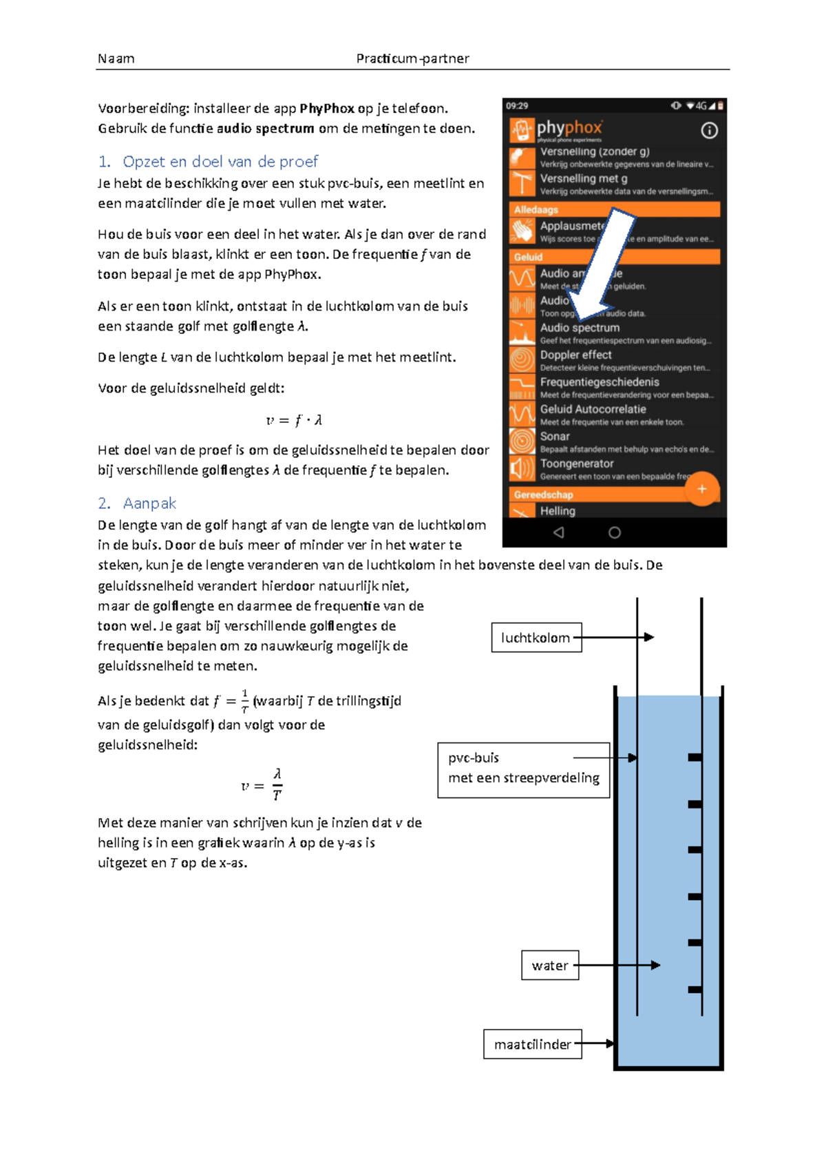 PO 5V Geluidssnelheid: Proef met PhyPhox en Luchtkolommetingen ...