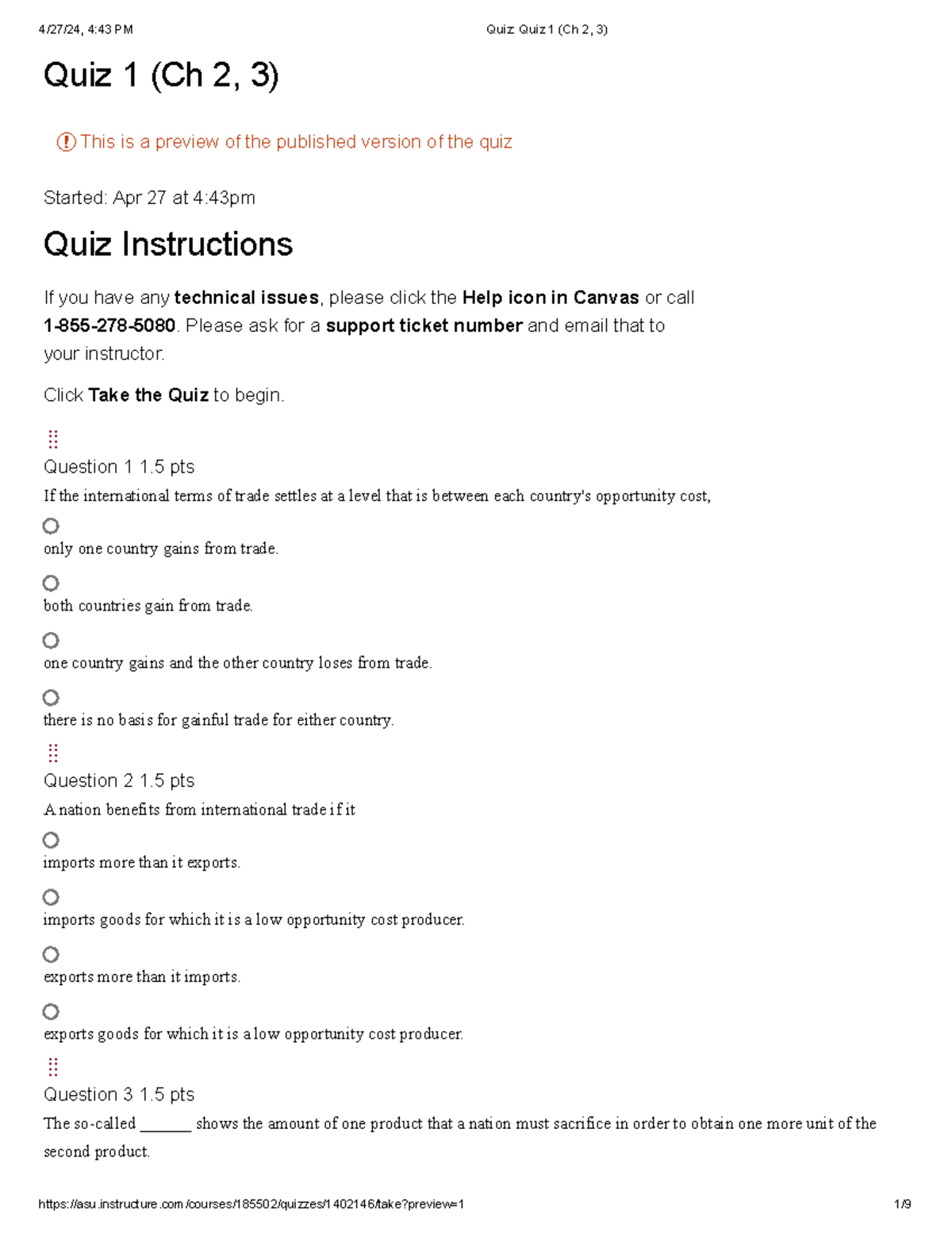 Quiz 1 (Ch 2, 3) - Economics Concepts and Trade Analysis - Studocu
