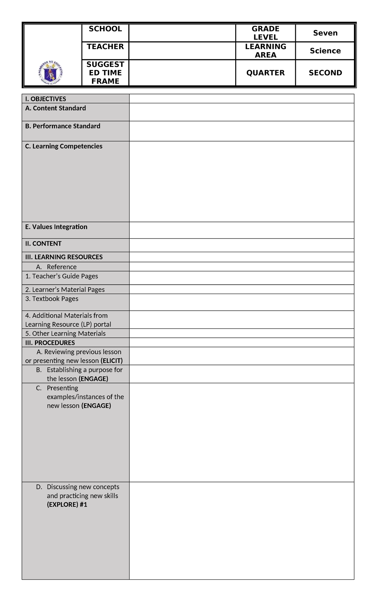 DLP Template for Grade 7 Science - BSED GEN SCI 31 - Studocu