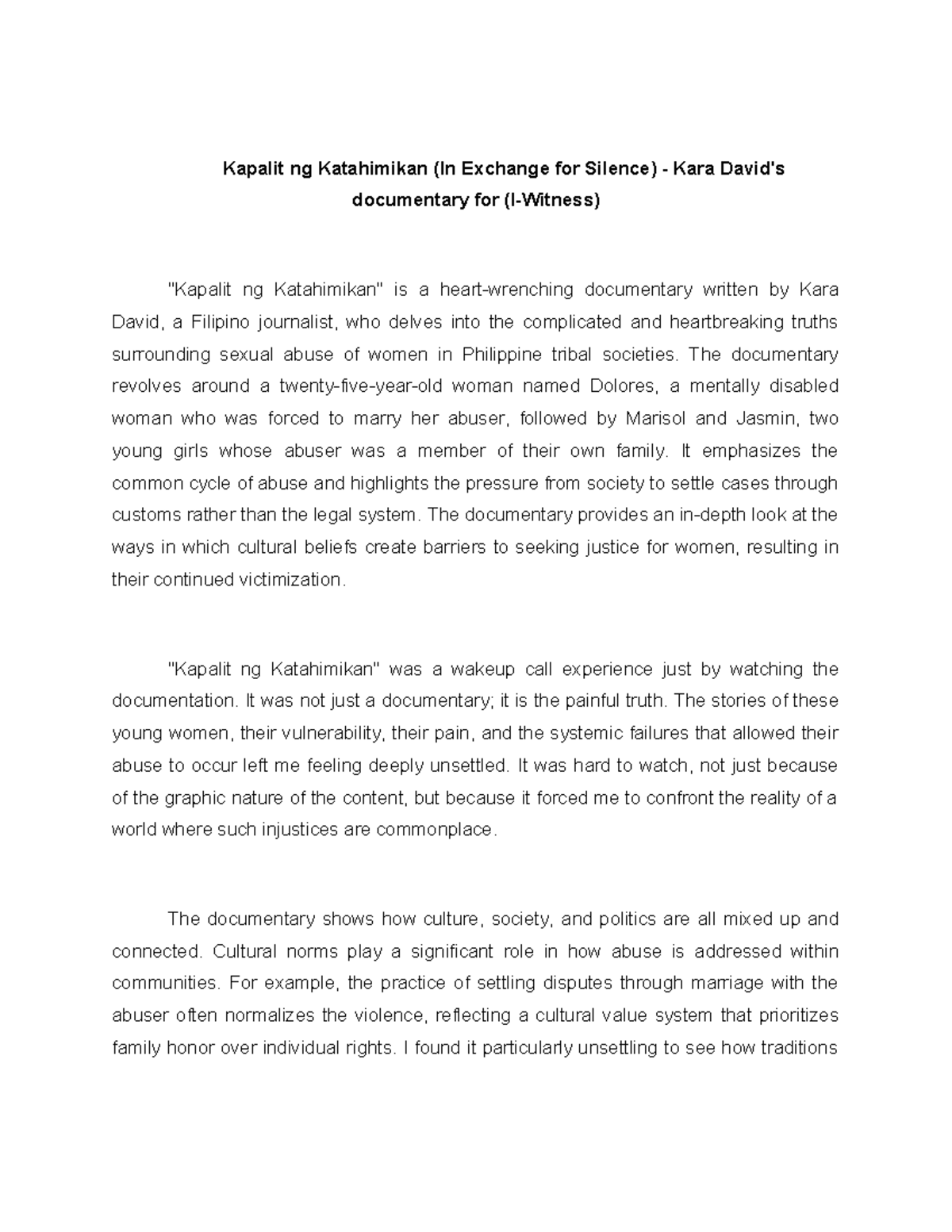 Kapalit ng Katahimikan: Analyzing Cultural Abuse Dynamics in Society ...