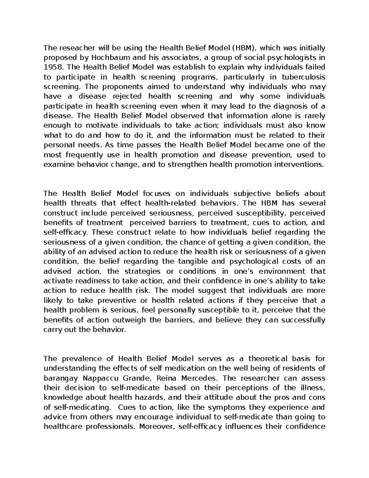 Health Belief Model (HBM) Framework Analysis and Application - Studocu