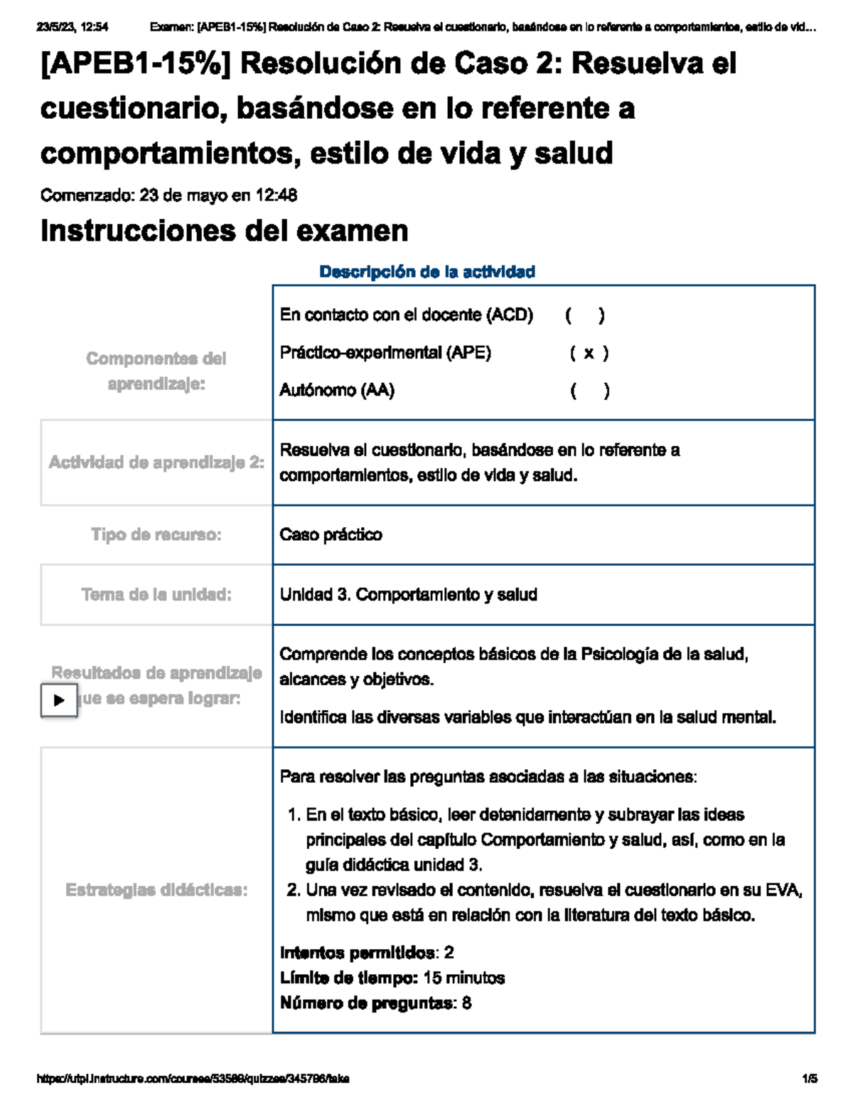 [APEB 1] Resolución de Cas 2 - Resuelva el cuestionario, basándose en ...