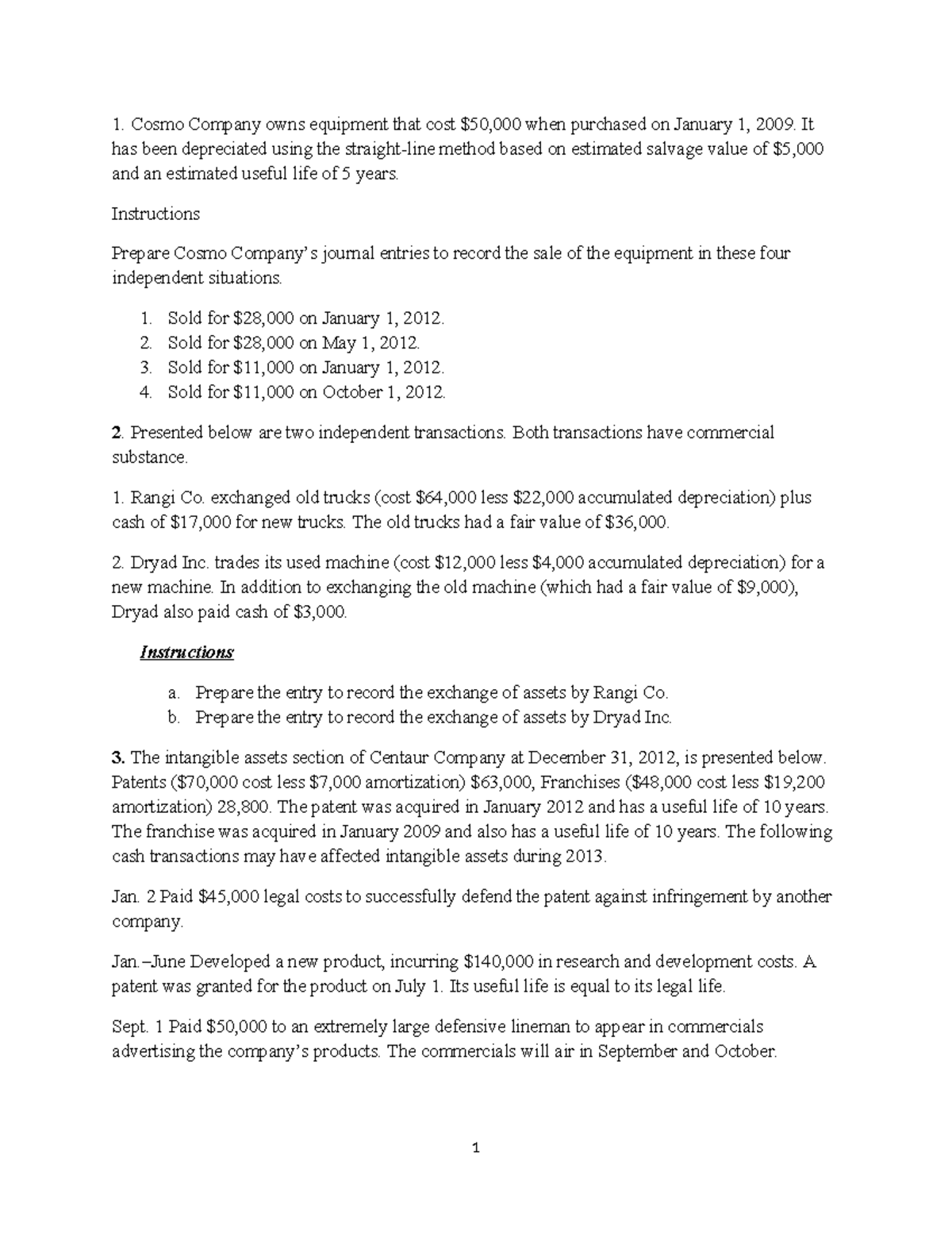 FOA-II: Journal Entries for Equipment Sales and Asset Exchanges - Studocu