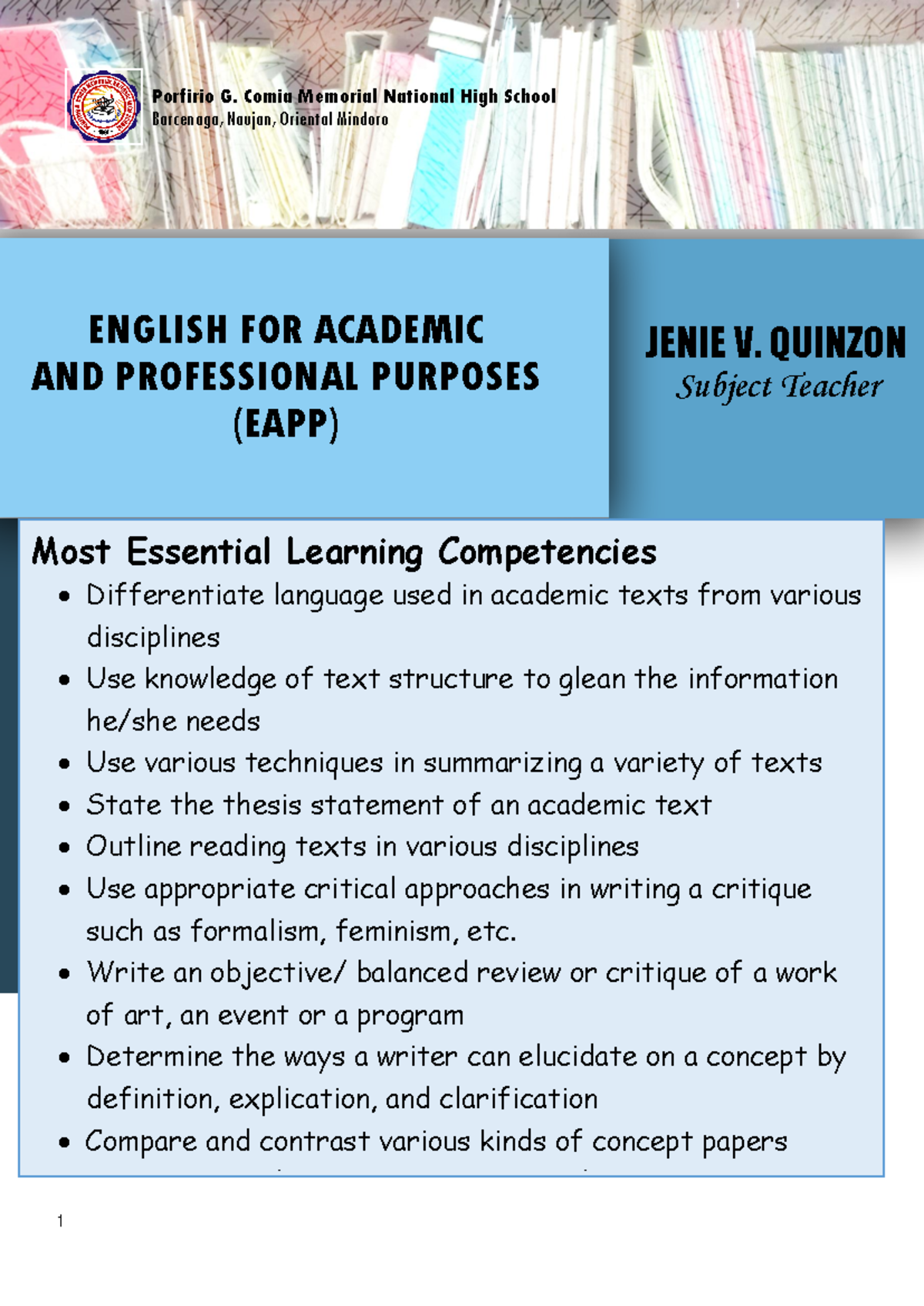 Q1 EAPP SIM Guide 2 - This will help you in note taking in EAPP - 1 ...