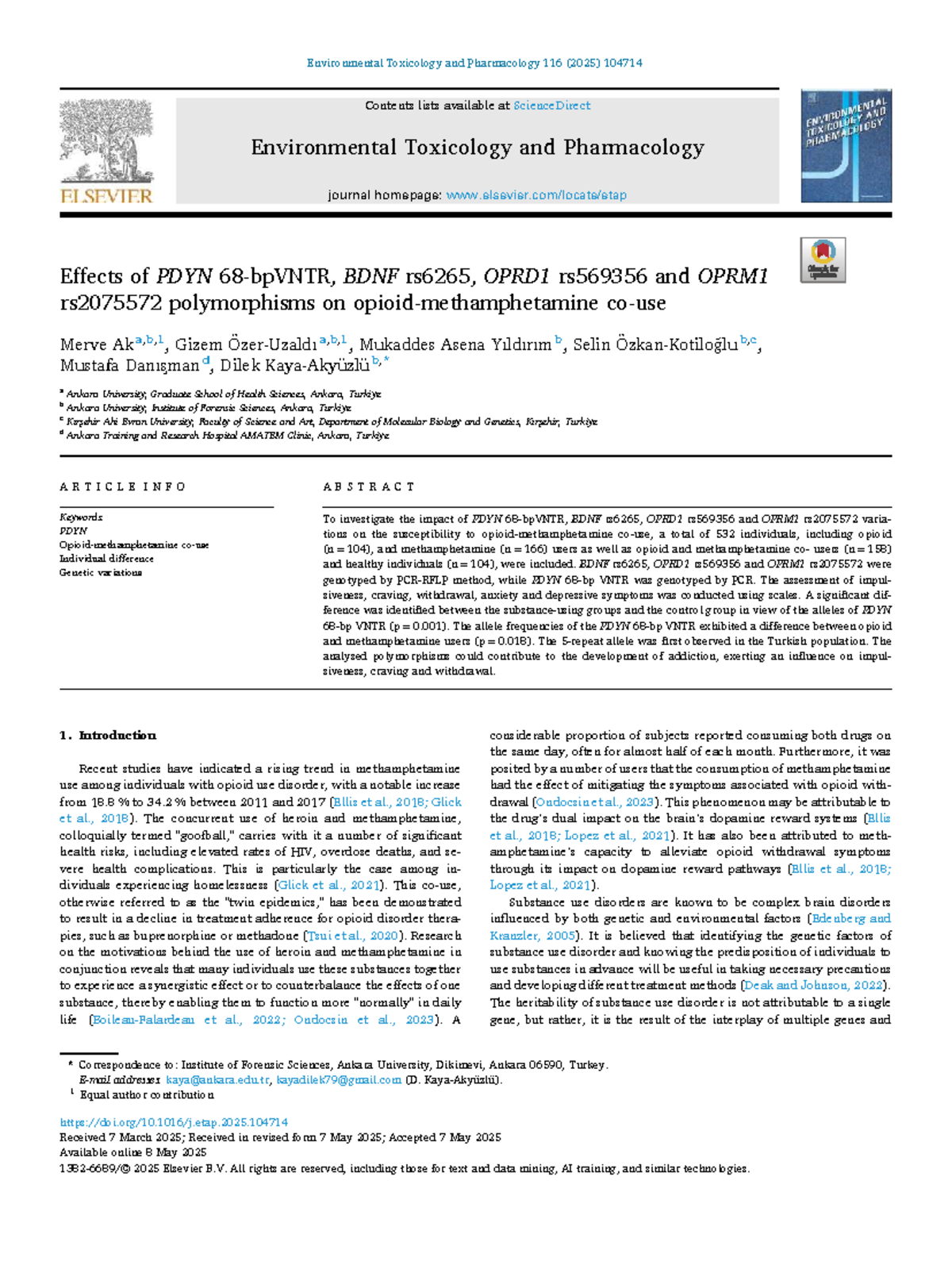 Effects of Genetic Polymorphisms on Opioid and Methamphetamine Use: A ...
