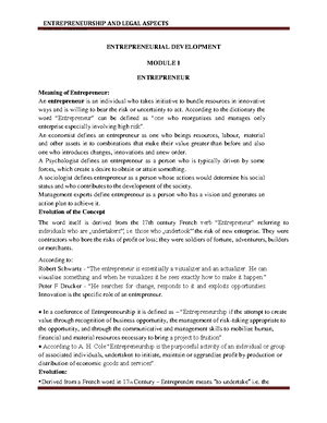 Module 1-Introduction to Entrepreneur and Entrepreneurship - Prof ...