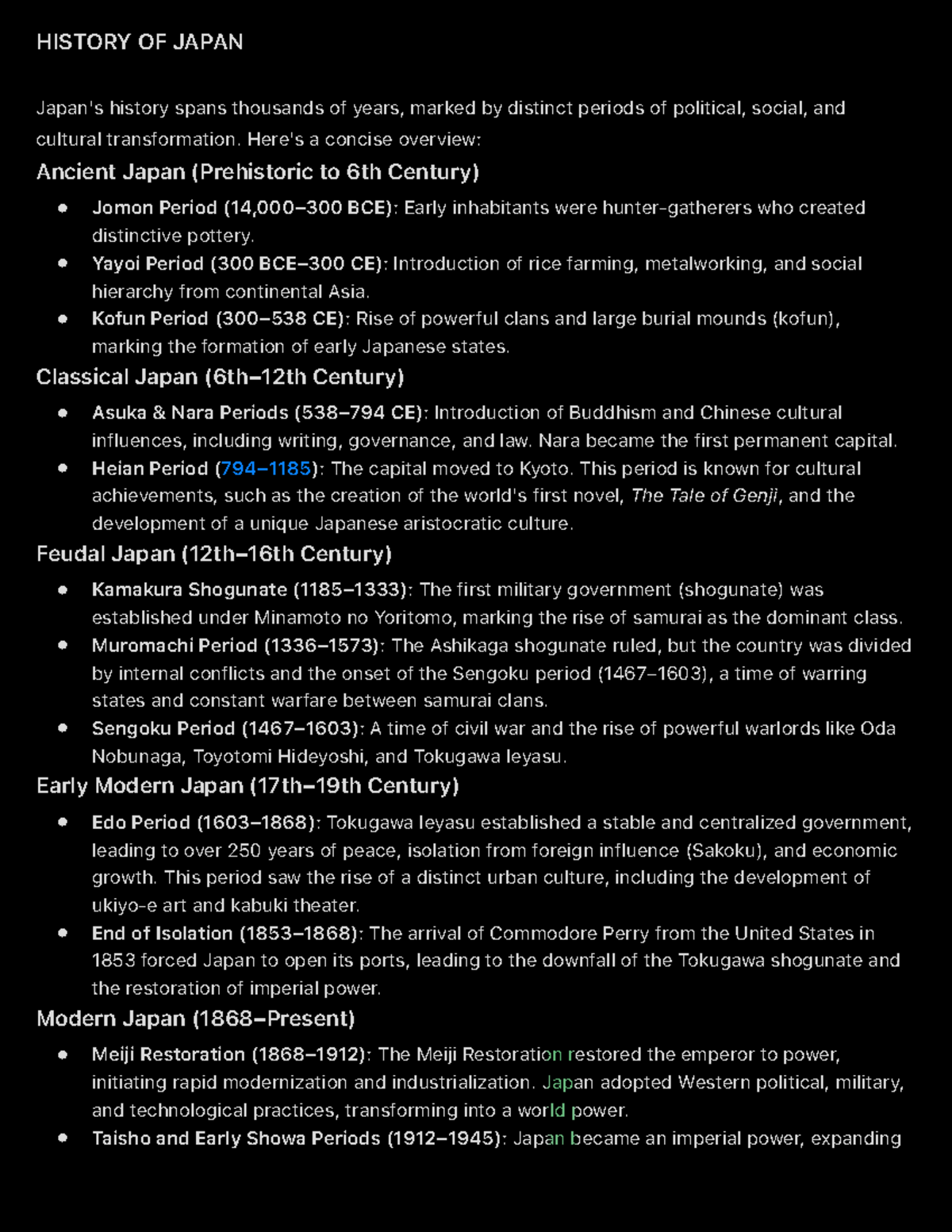 History OF Japan - Bla - HISTORY OF JAPAN Japan's history spans ...