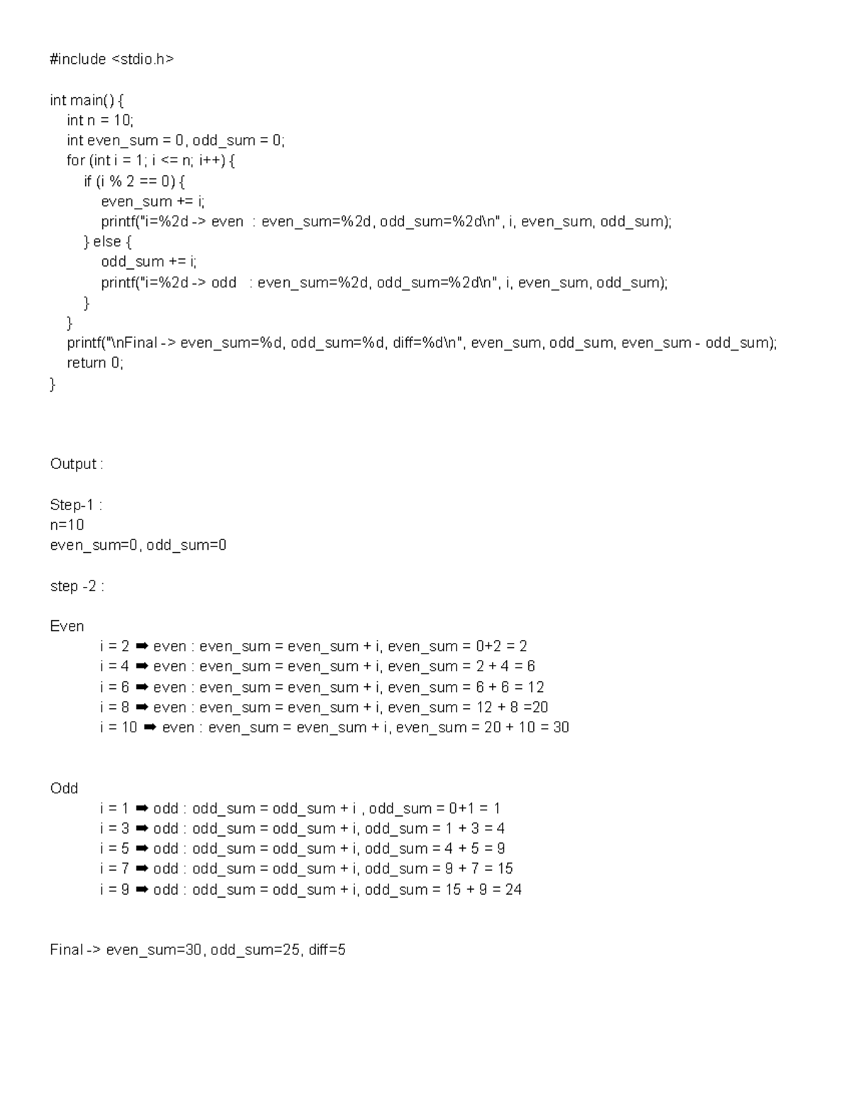 CSE101: Even and Odd Sum Calculation in C Programming - Studocu