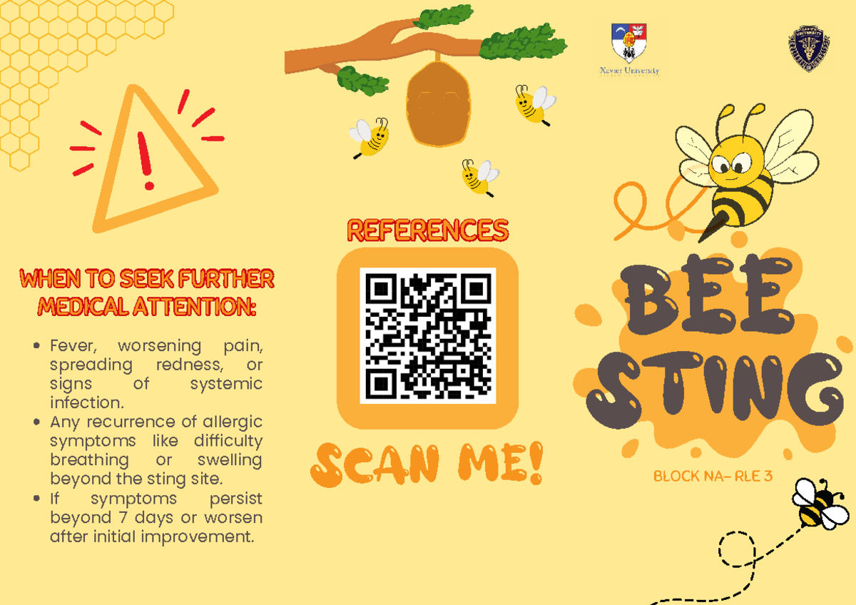 Brochure on Bee Sting Symptoms and When to Seek Medical Help - Studocu