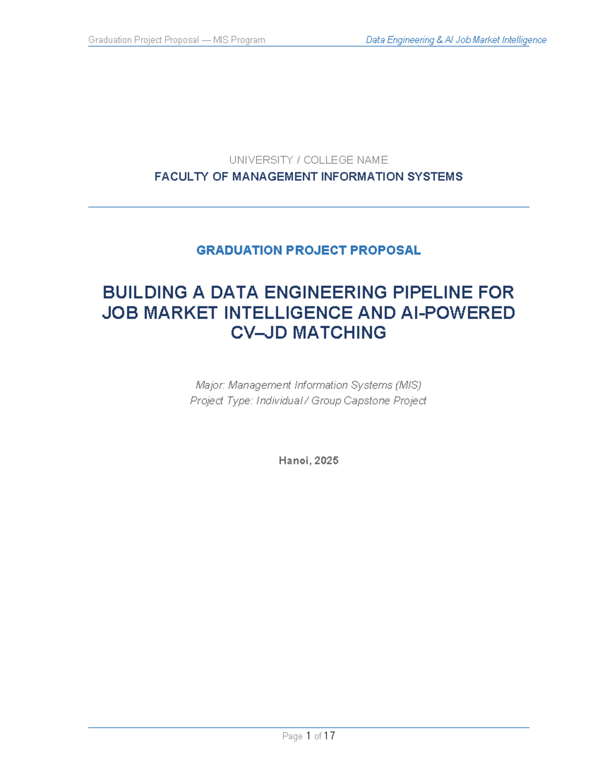 Graduation Project Proposal MIS 2025: Data Engineering for AI Job ...