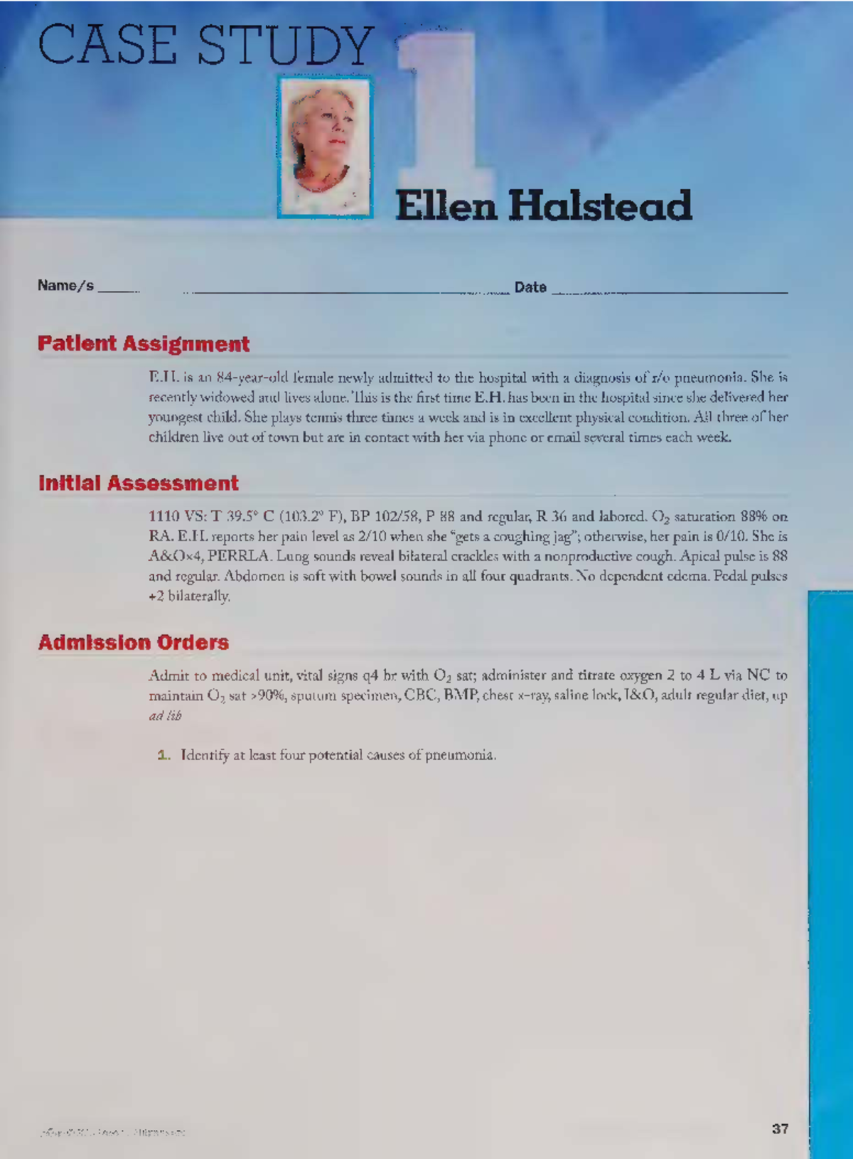 Case Study 01: Pneumonia Assessment and Nursing Interventions - Studocu