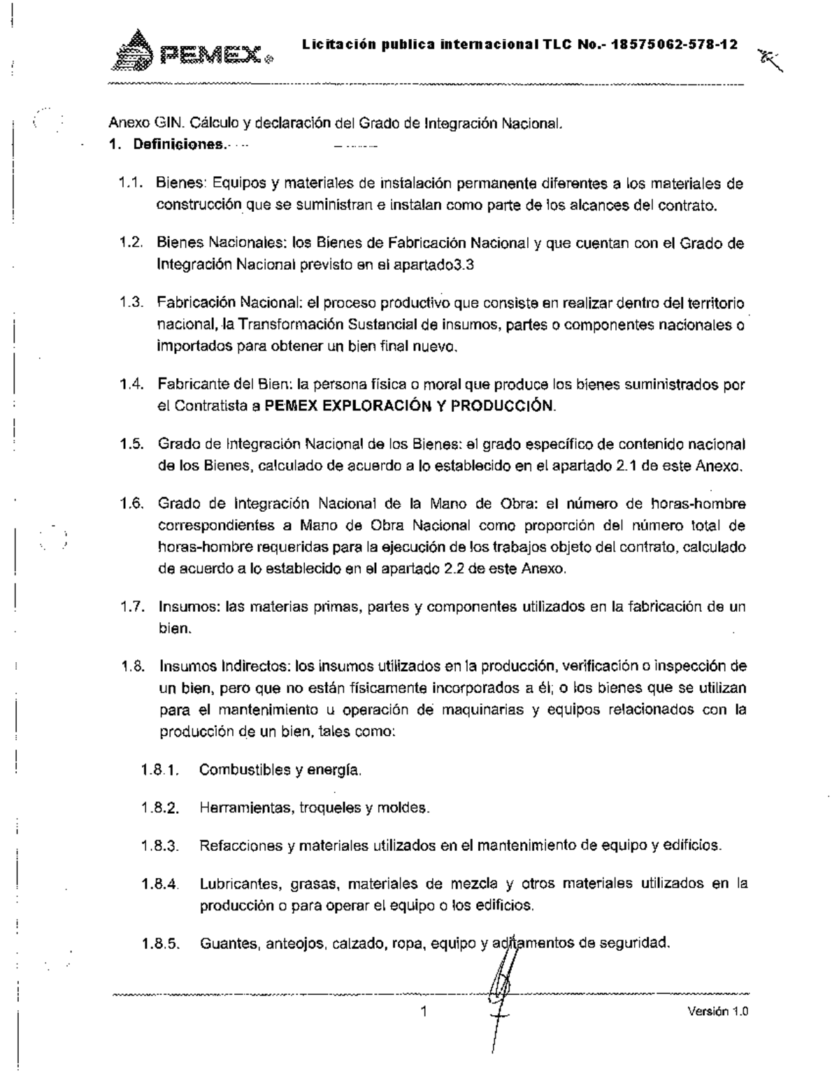 Licitación Pública Internacional TLC: Cálculo del Grado de Integración ...