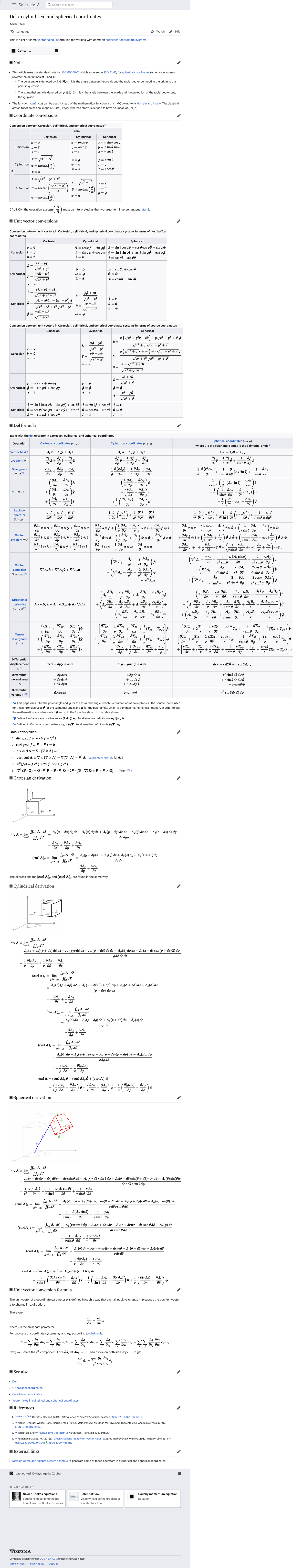 Del in Cylindrical and Spherical Coordinates - Vector Calculus Guide ...