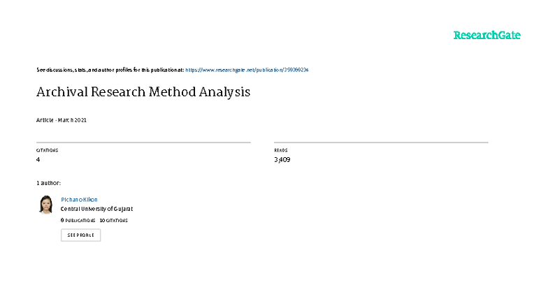 Archival Research Method Analysis: Insights from J Adv Res Lib Inform ...