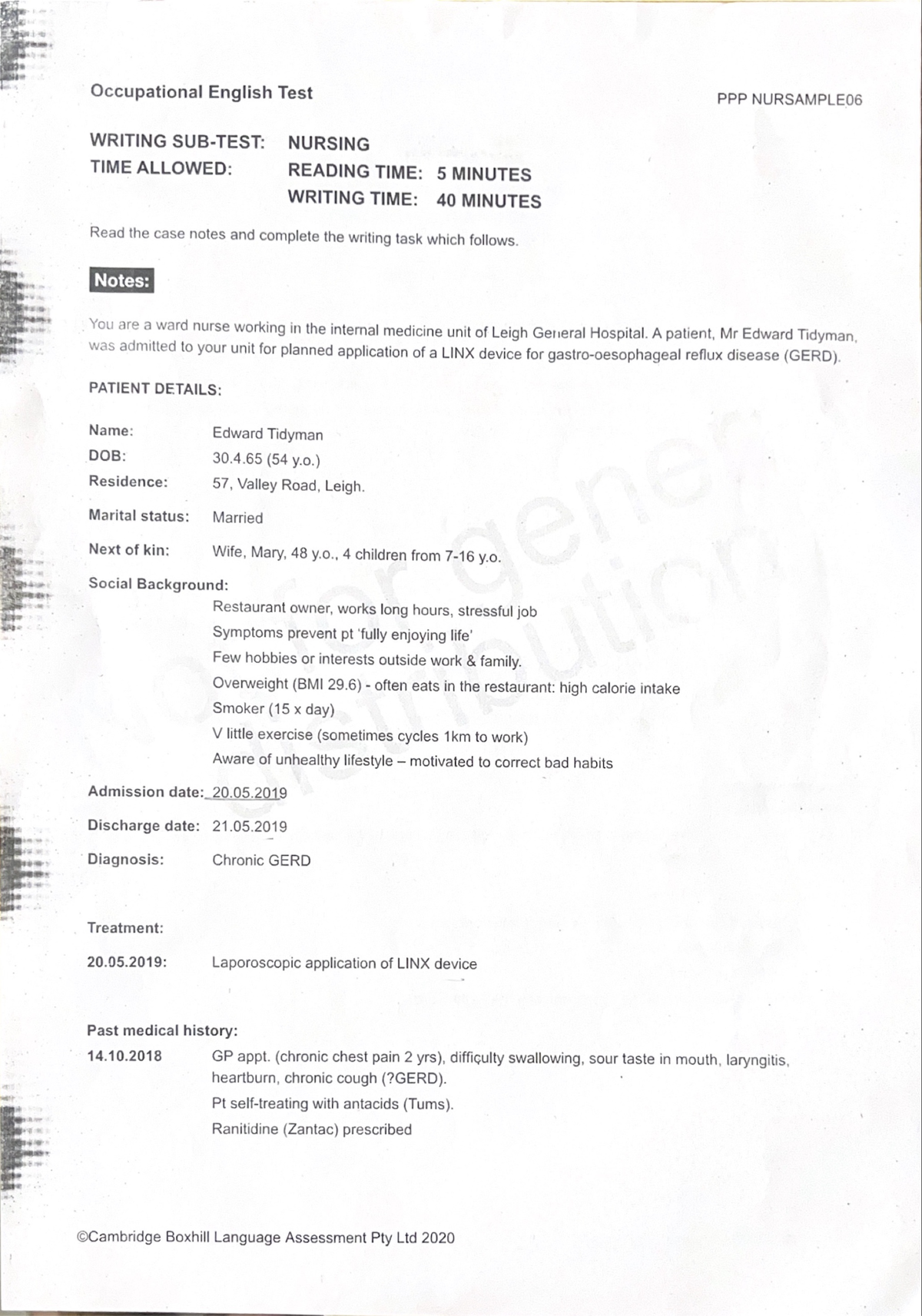 NURSAMPLE06: Case Study on Mr. Edward Tidyman's GERD Treatment - Studocu