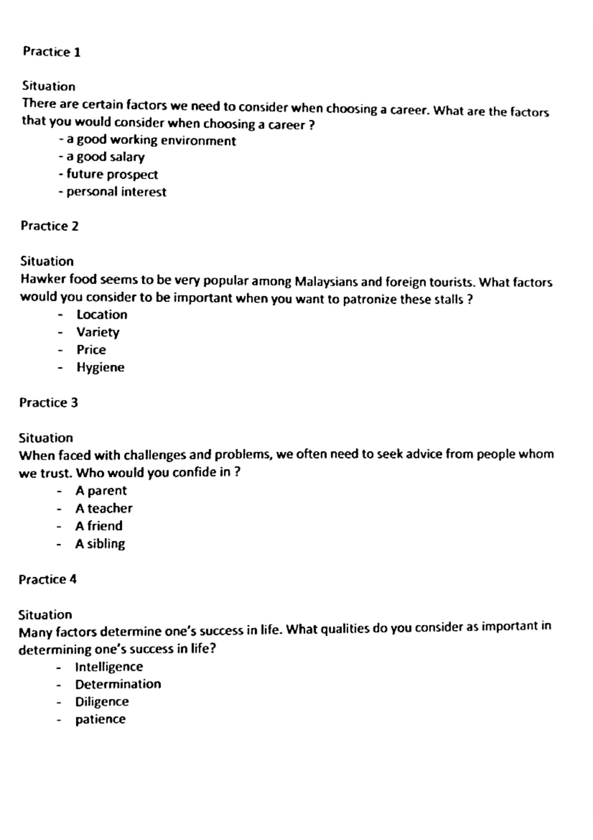 Speaking Questions for Effective Communication Skills - Studocu
