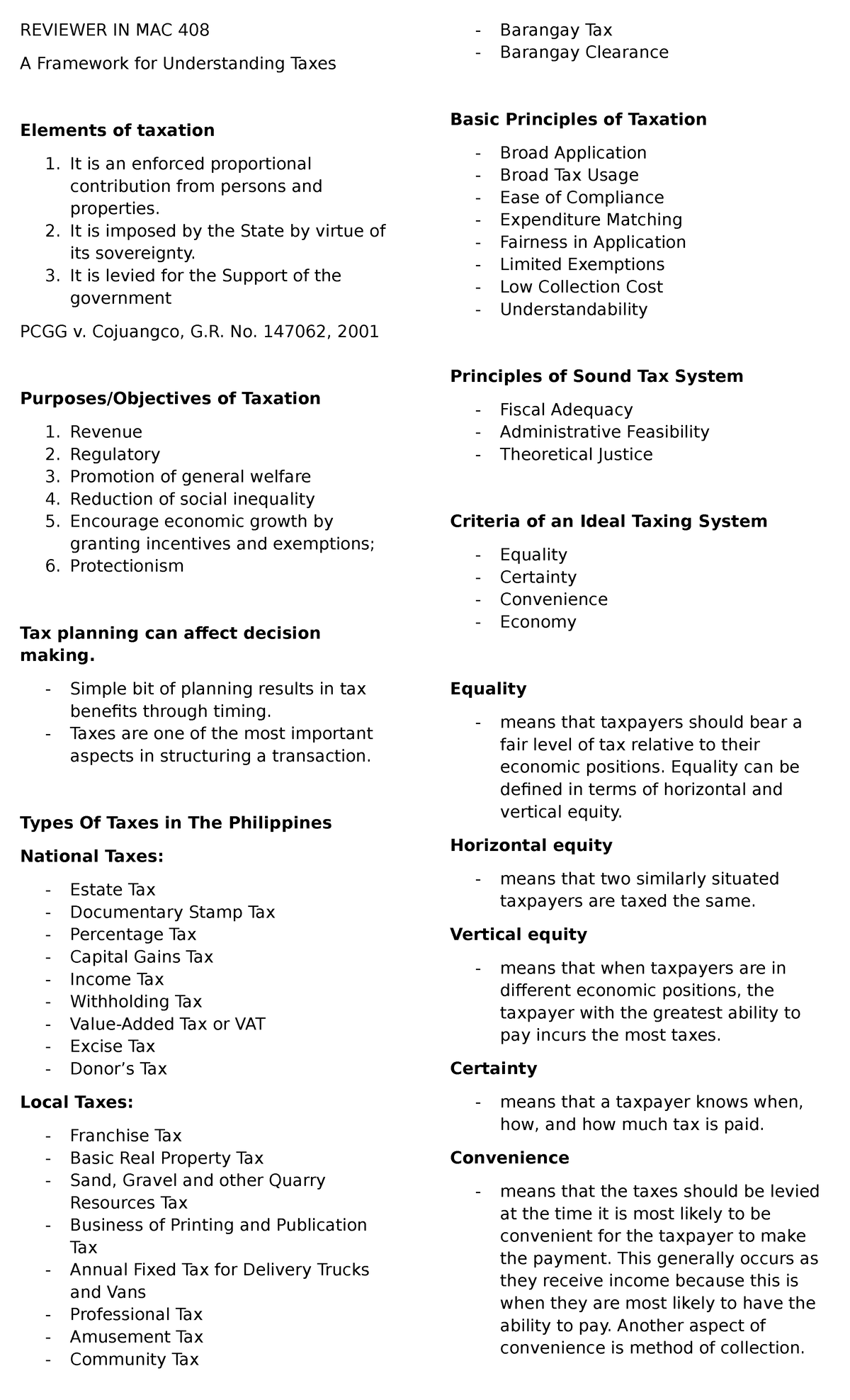 Reviewer in MAC 408: Understanding Taxation Principles and Frameworks ...