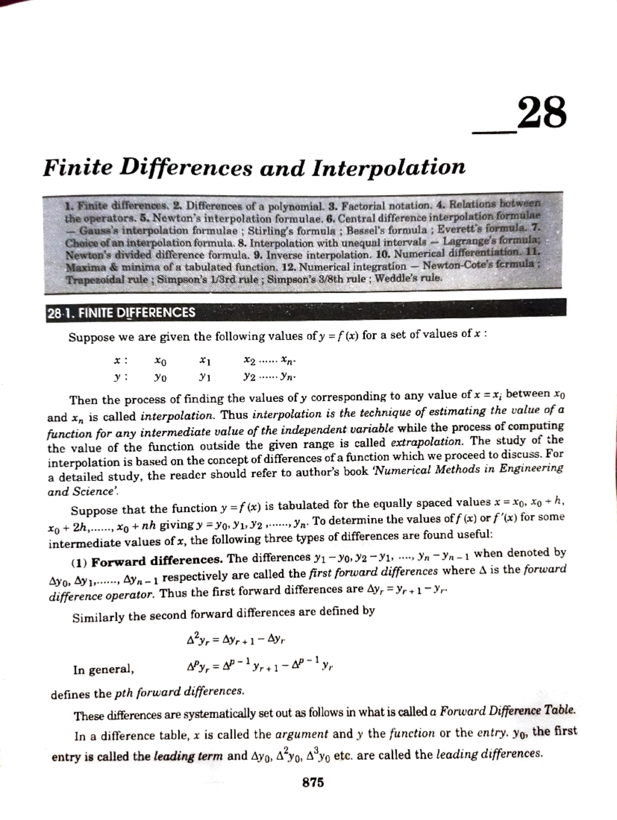 544806959 numerical methods 2 - 28 Finite Differences and Interpolation 1 diflerences. 2 ...