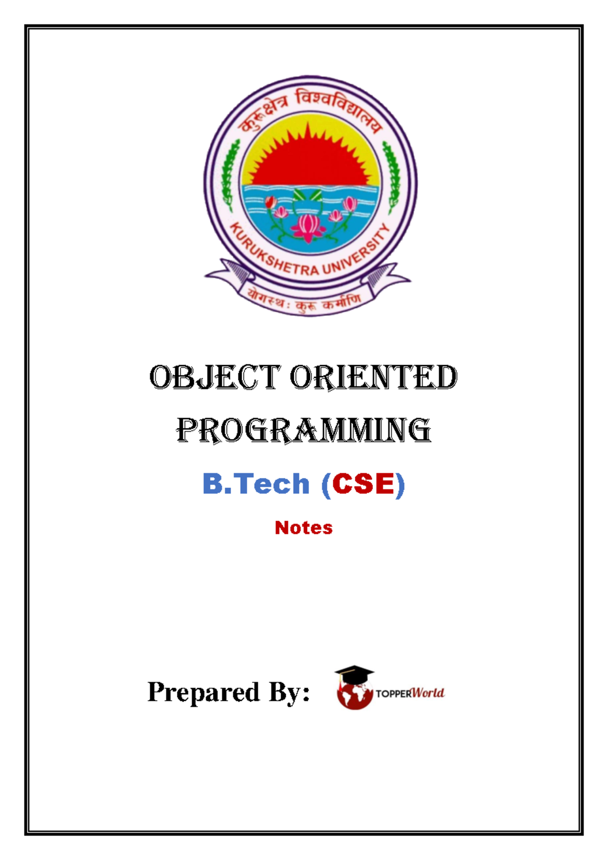 CSE B Object Oriented Programming Final Exam Notes - Studocu