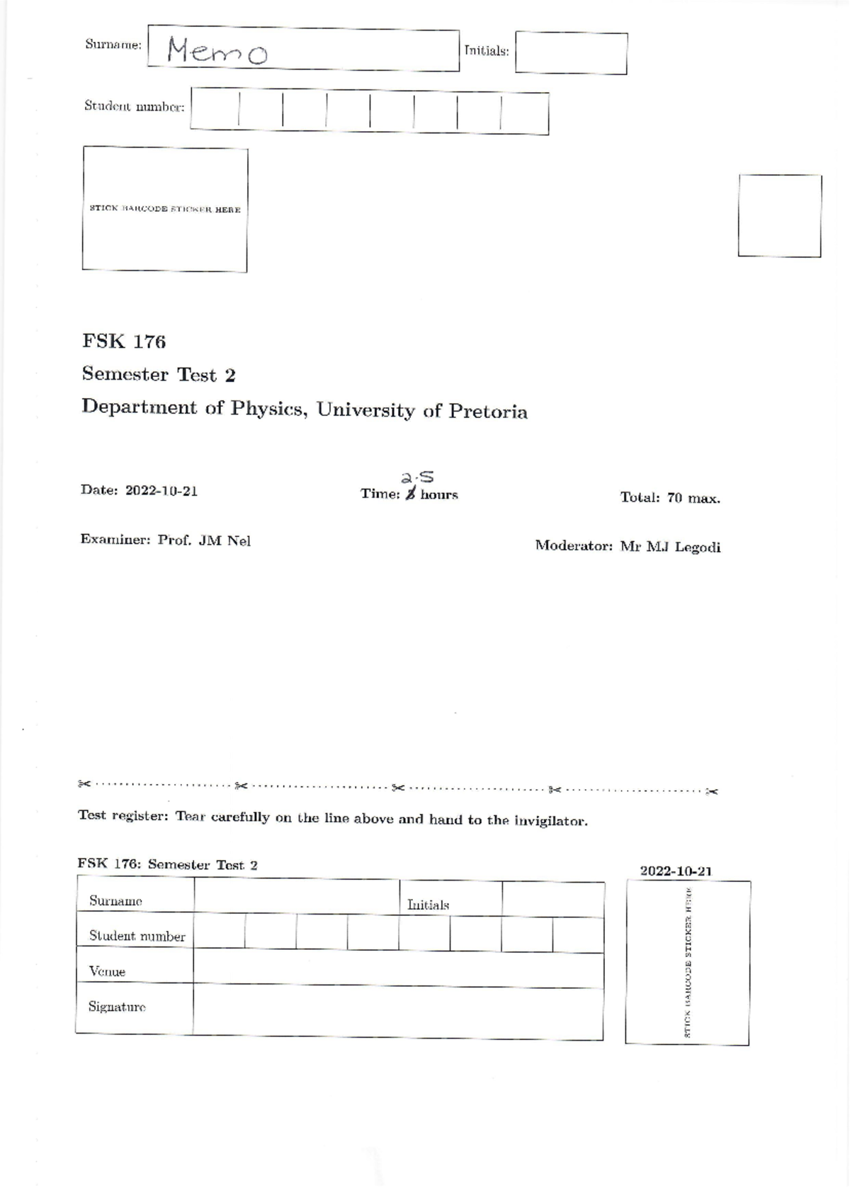 ST2-2022 Memo - Semester Test 2 Review and Solutions Guide - Studocu