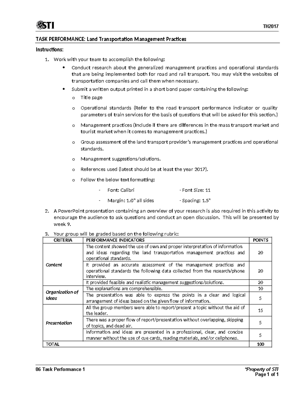 06 Task Performance 1 - Land Transportation Management Practices - Studocu