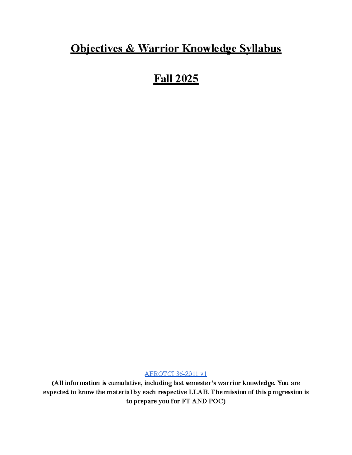 AFROTC Fall 2025: Warrior Knowledge & Leadership Essentials - Studocu