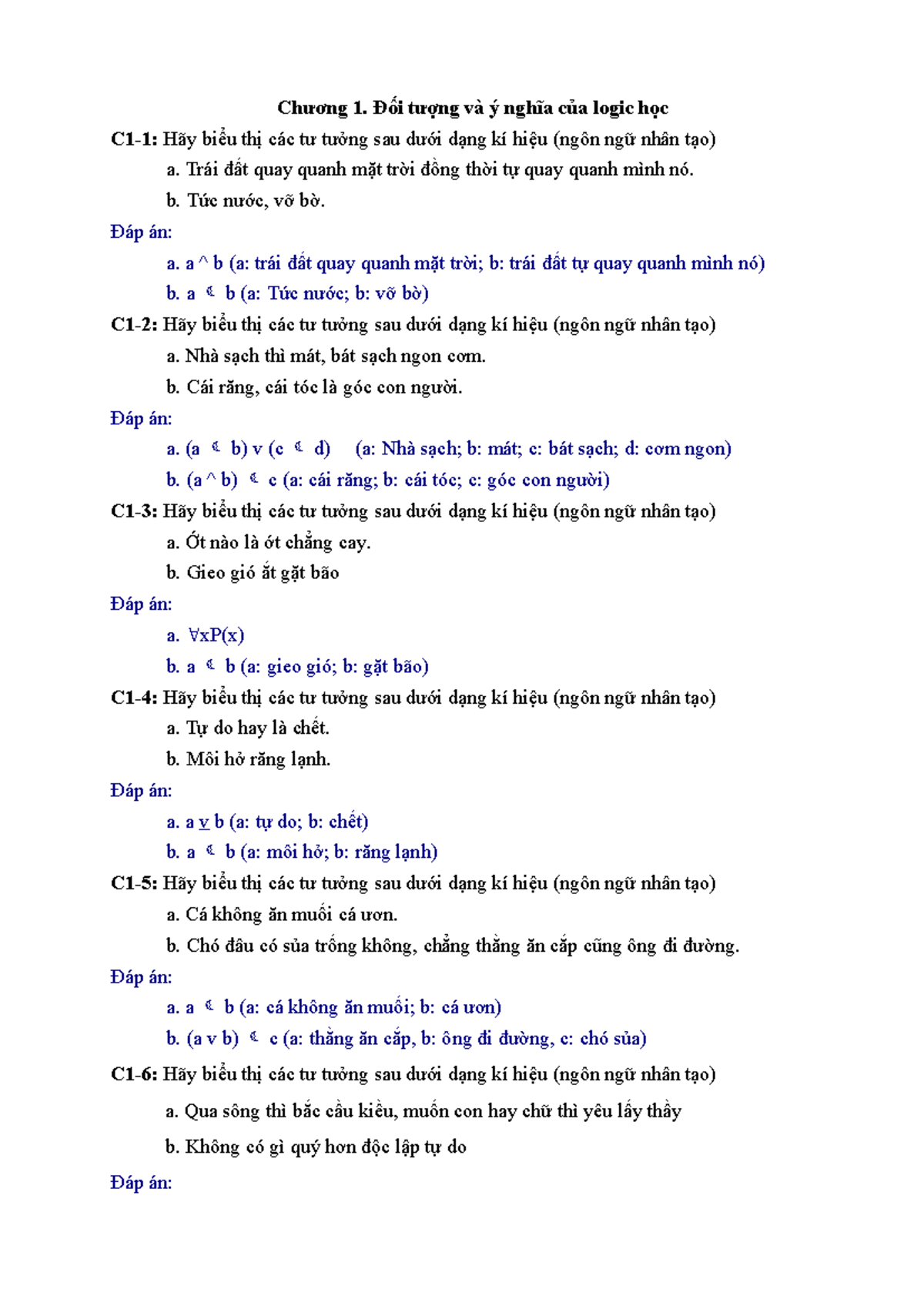 HDAN - hieuthao - Chương 1. Đối tượng và ý nghĩa của logic học C1-1 ...