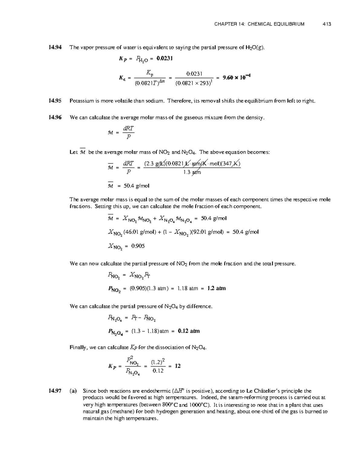 CHAPTER 14: CHEMICAL EQUILIBRIUM - SOLUTION MANUAL (CHEM 10) - Studocu